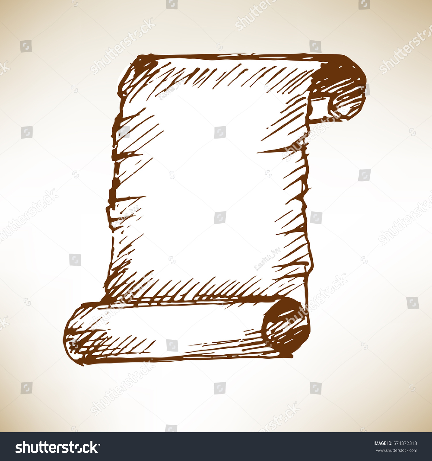 Hand Drawn Ancient Scroll Vector Illustration 스톡 벡터(로열티 프리) 574872313 ...