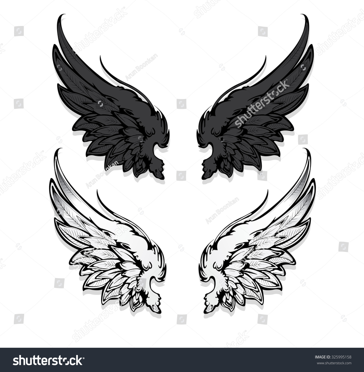 Hand Drawn Angel Wings Stock Vector (Royalty Free) 325995158 - Shutterstock