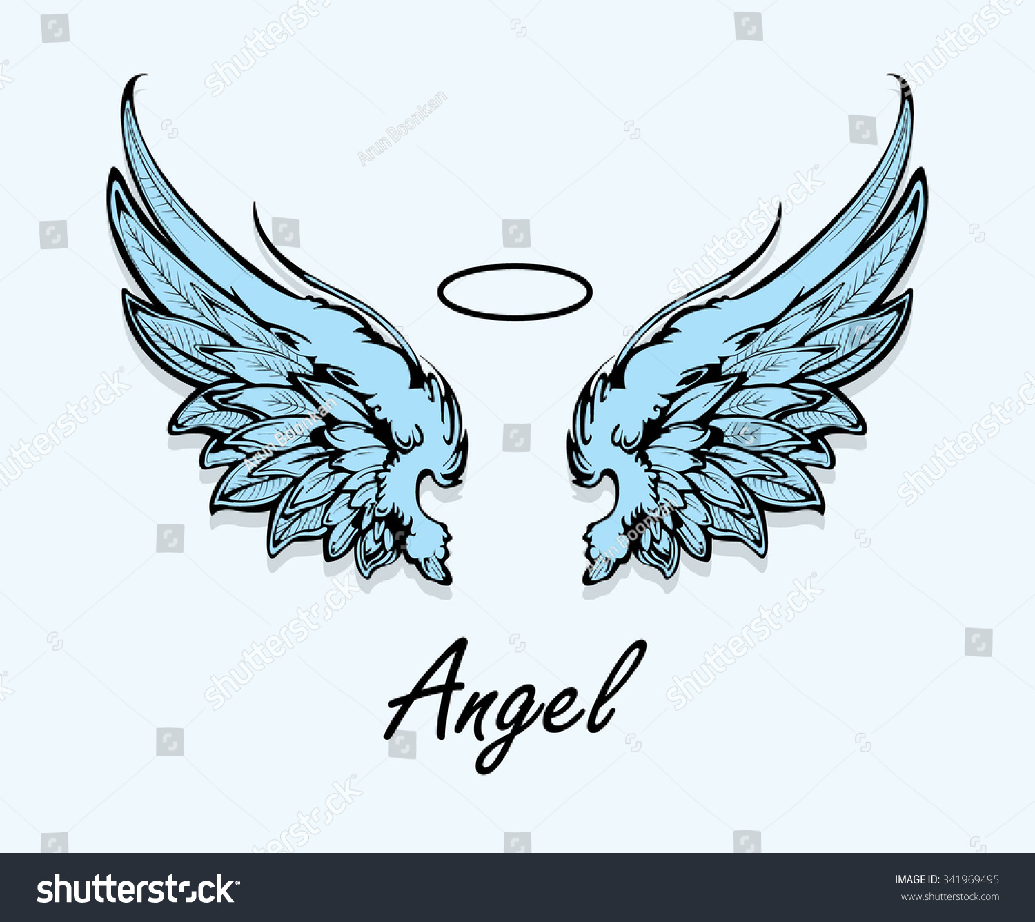 Hand Drawn Angel Wings Stock Vector (Royalty Free) 341969495