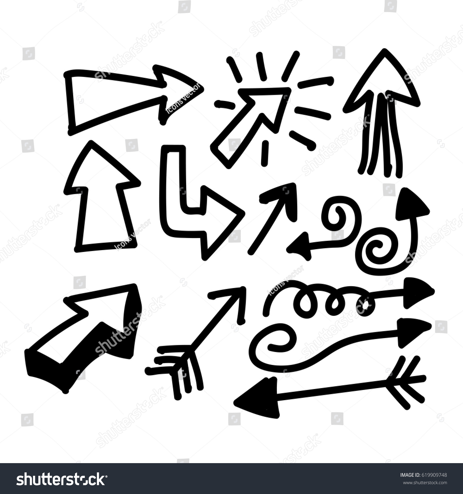 Hand Drawn Arrow Stock Vector (Royalty Free) 619909748 | Shutterstock