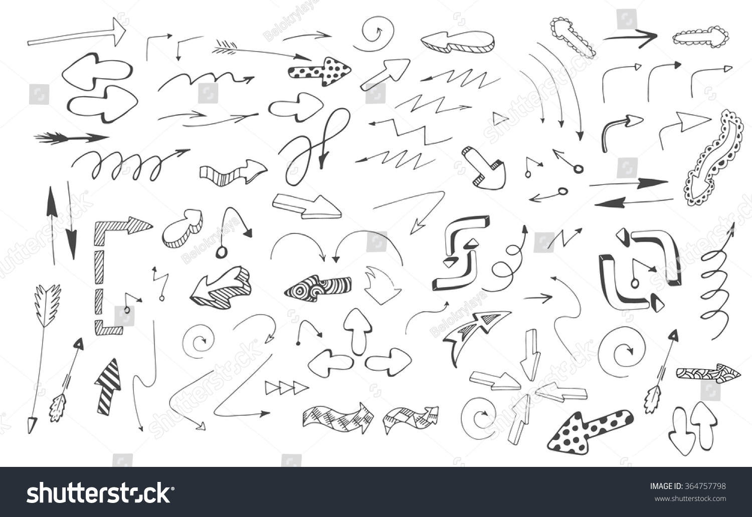 Hand Drawn Arrow Icon Vector Set Stock Vector (Royalty Free) 364757798 ...