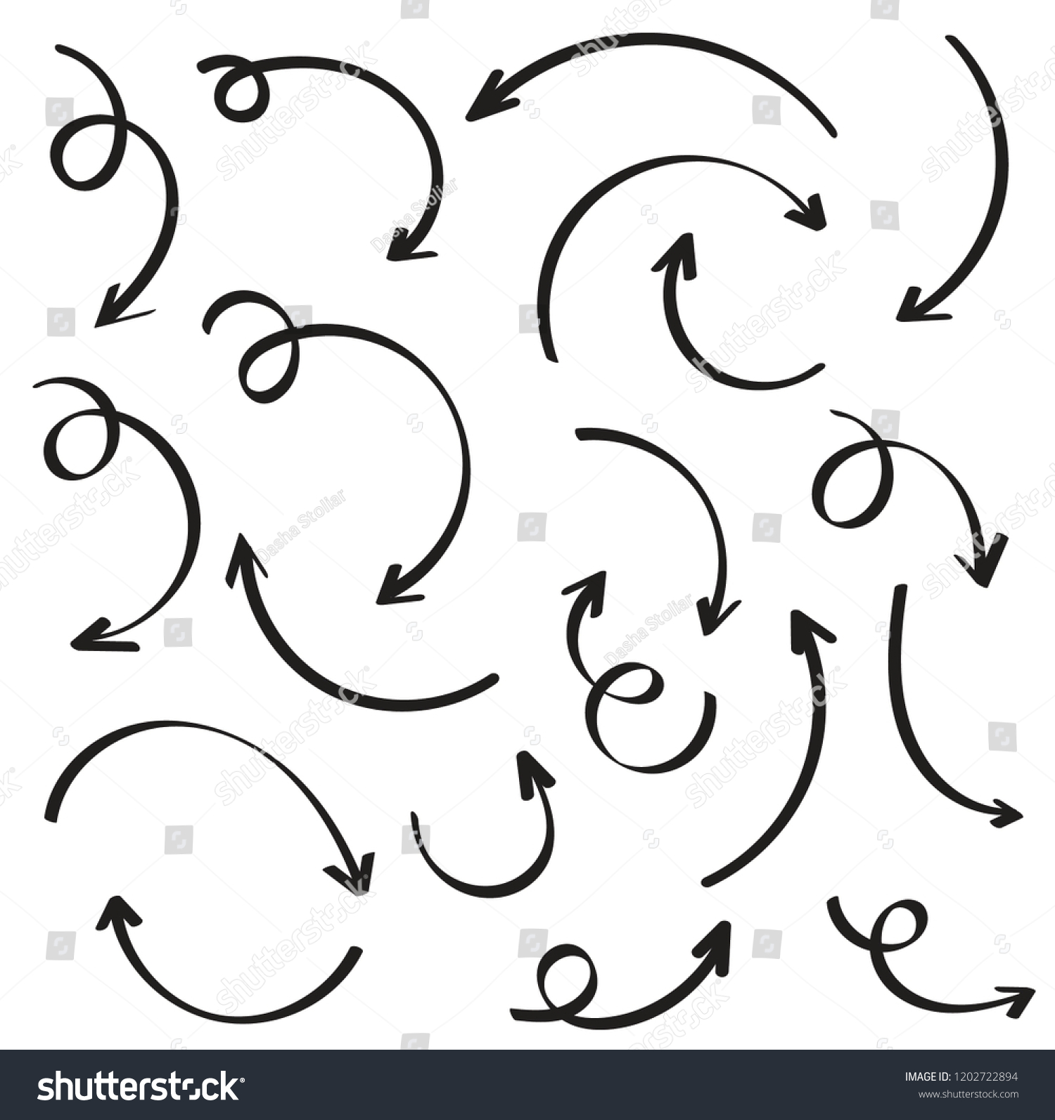 Hand Drawn Arrow Set Stock Vector (Royalty Free) 1202722894 | Shutterstock