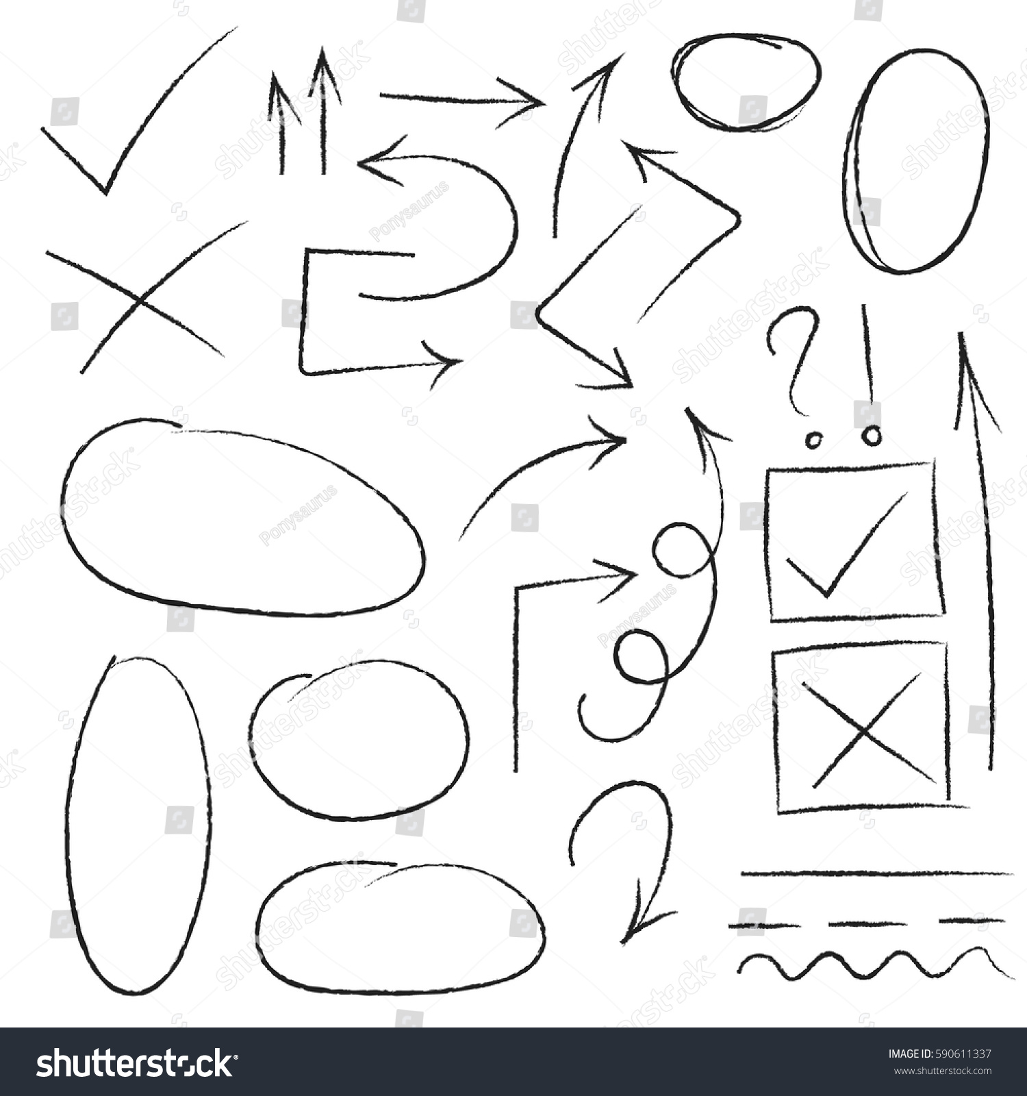 Hand Drawn Arrows Check Mark Oval Stock Vector 590611337 - Shutterstock