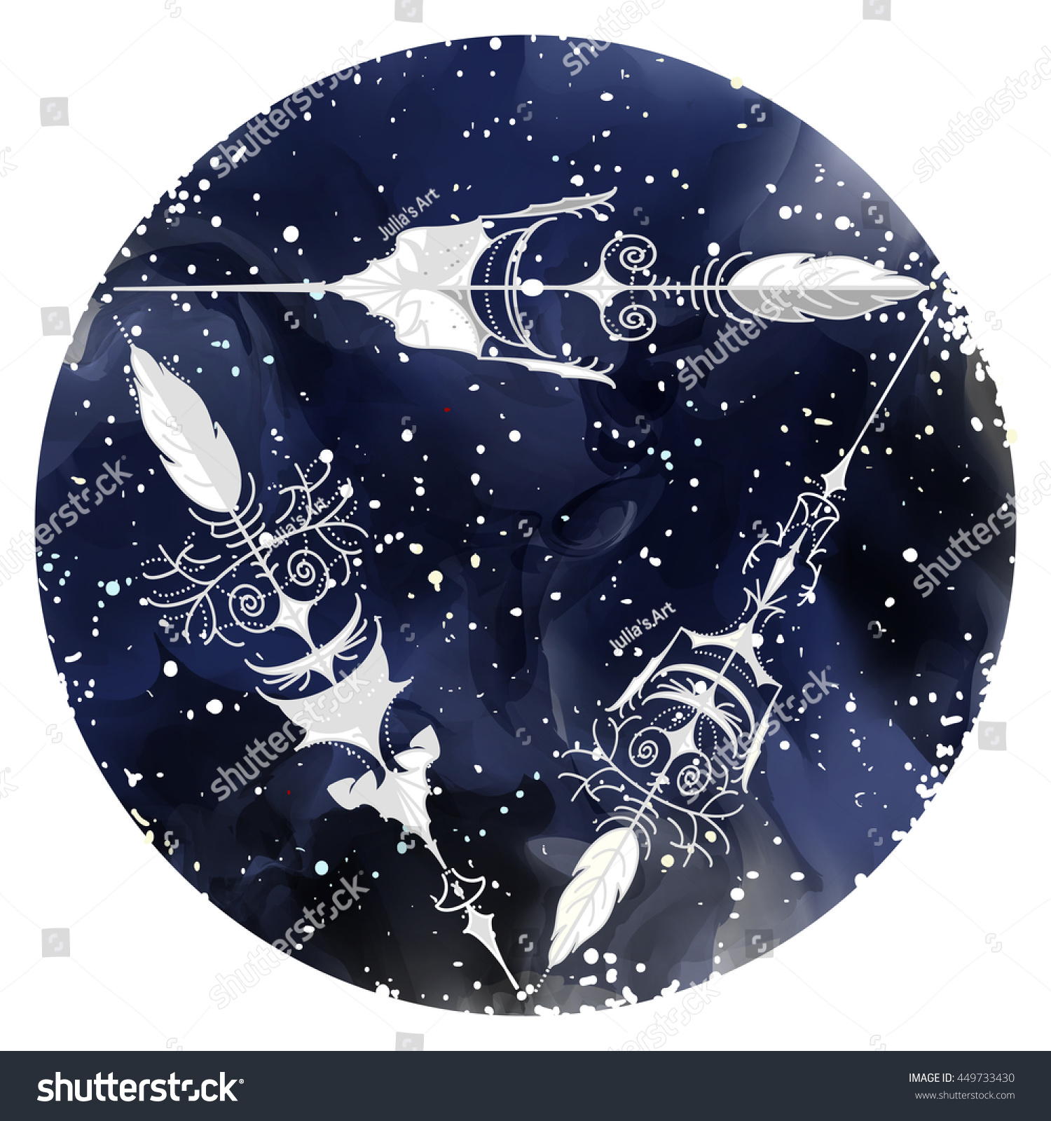 Hand Drawn Arrows On Starry Sky Stock Vector (Royalty Free) 449733430 ...