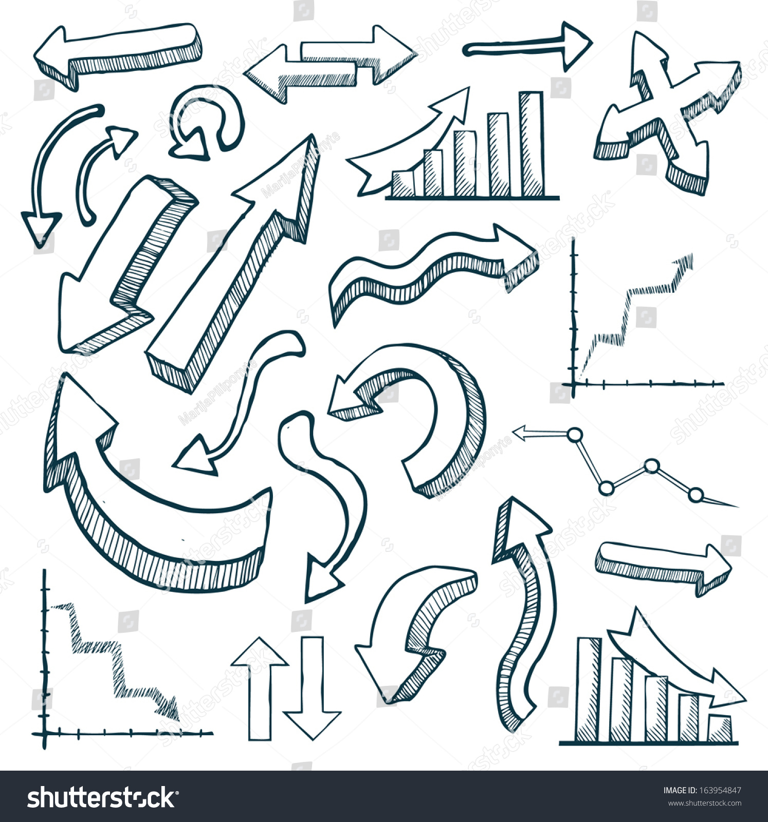 Hand Drawn Arrows Set Isolated Vector Stock Vector (Royalty Free ...