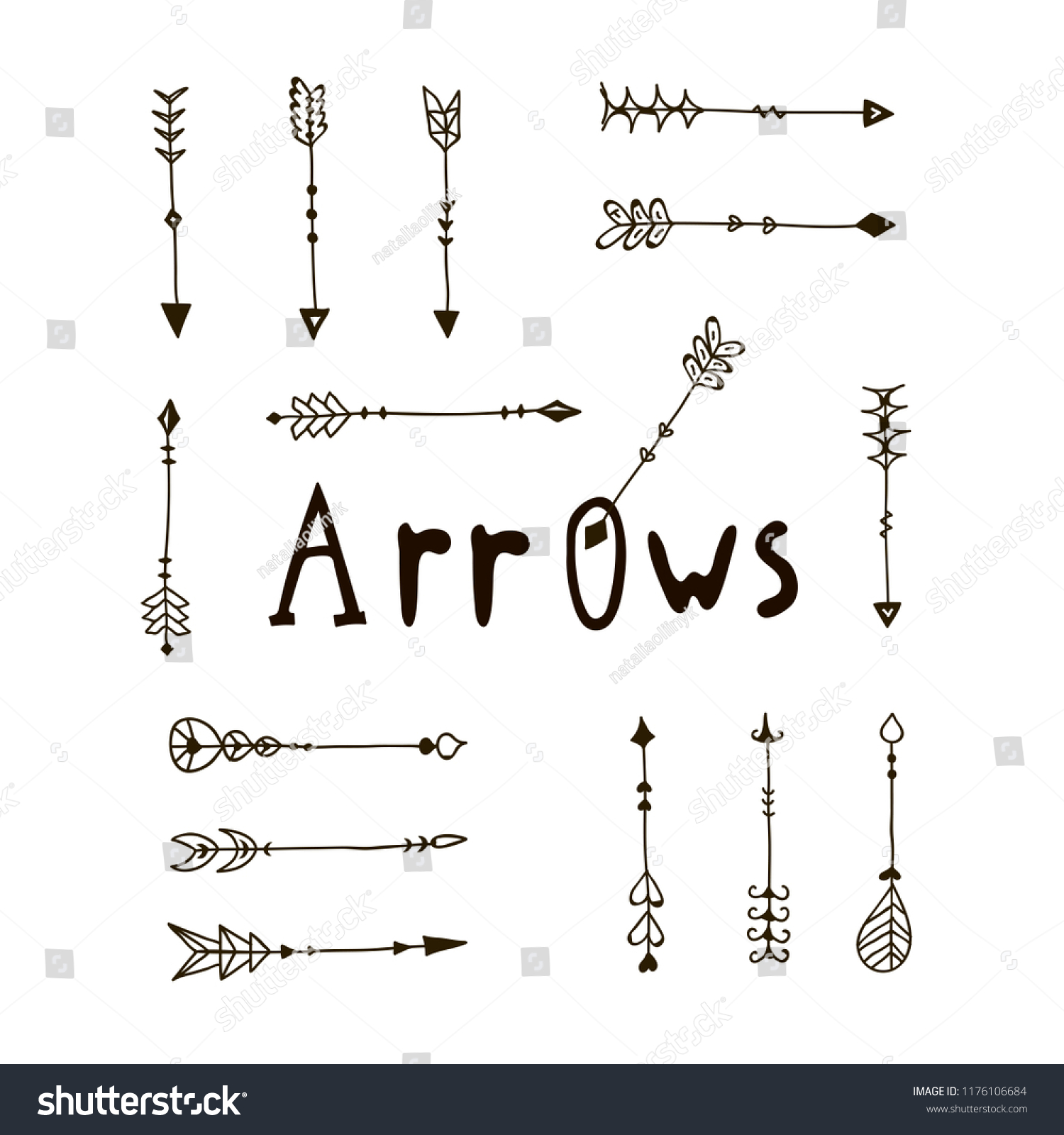 Hand Drawn Arrows Simple Cute Design: vector de stock (libre de ...