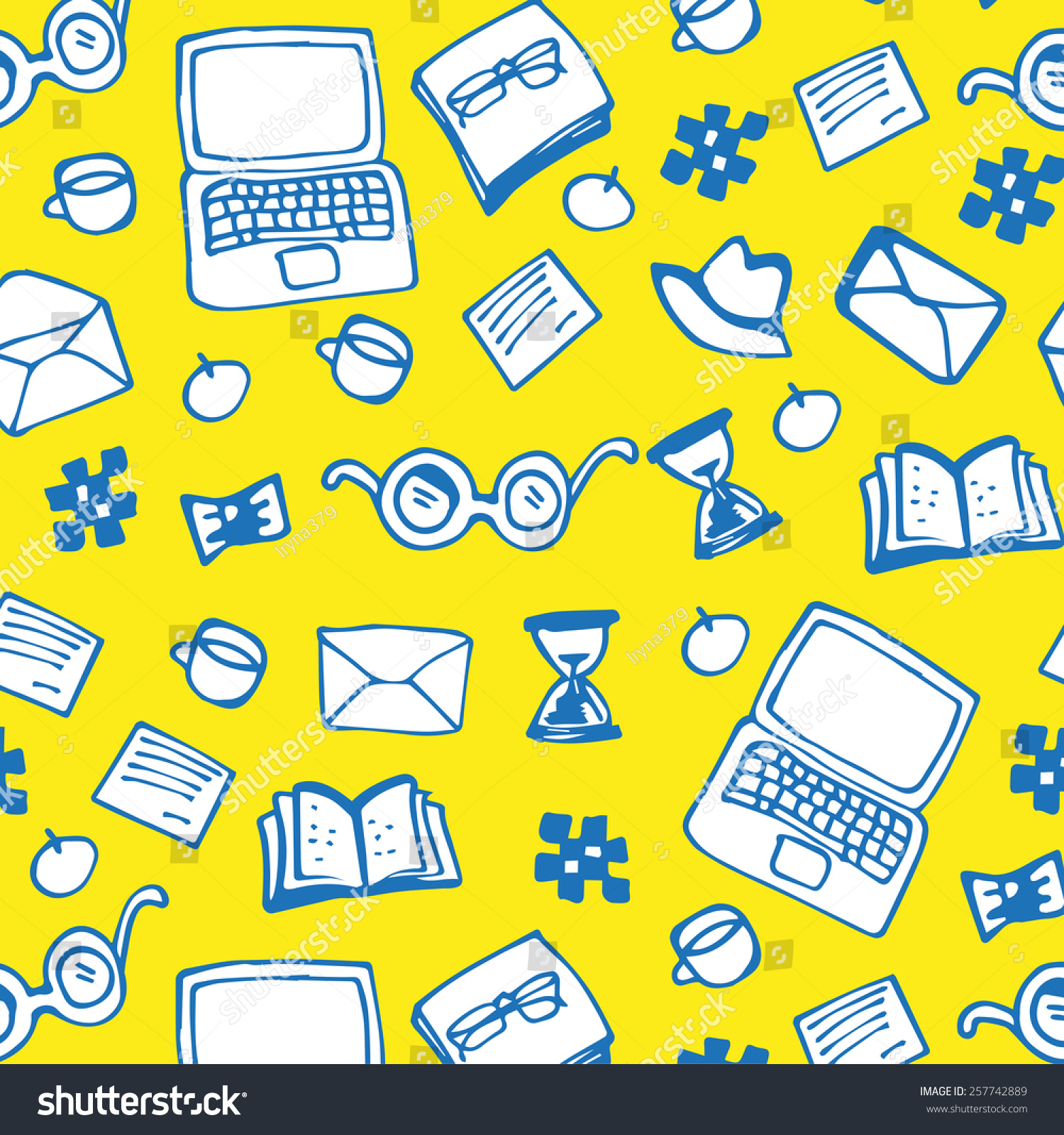Hand Drawn Background Office Things Stock Vector (Royalty Free ...