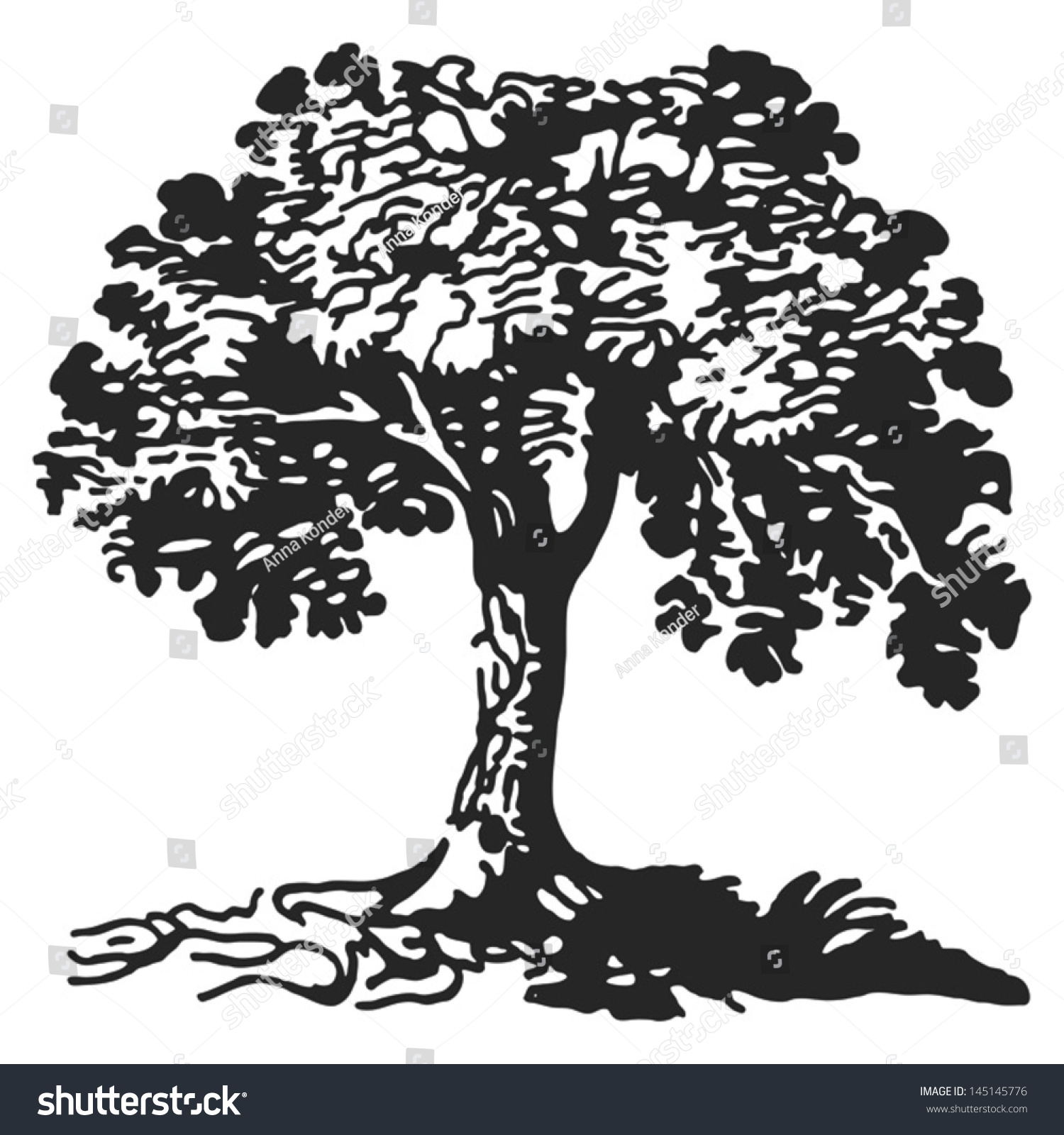 Hand Drawn Big Tree Stock Vector (Royalty Free) 145145776 | Shutterstock