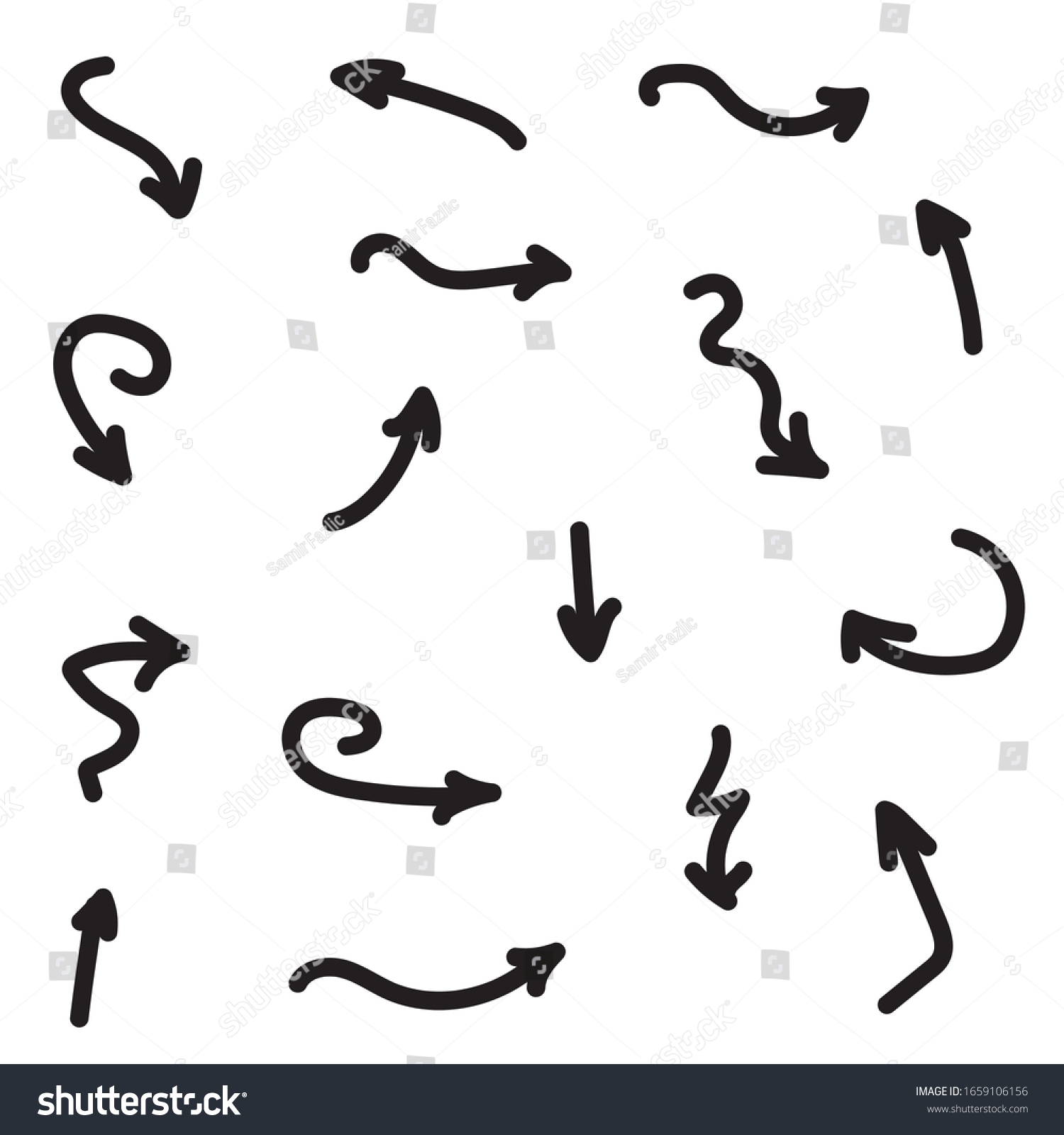 Hand Drawn Black Arrow Set Stock Vector (Royalty Free) 1659106156