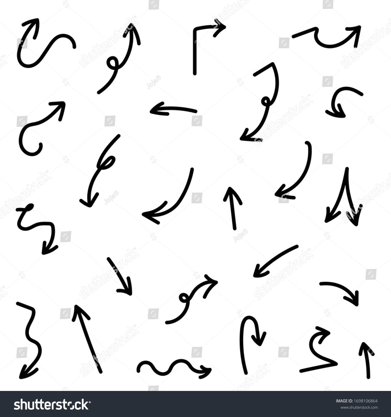 Hand Drawn Black Arrow Set Vector Stock Vector (Royalty Free) 1698106864