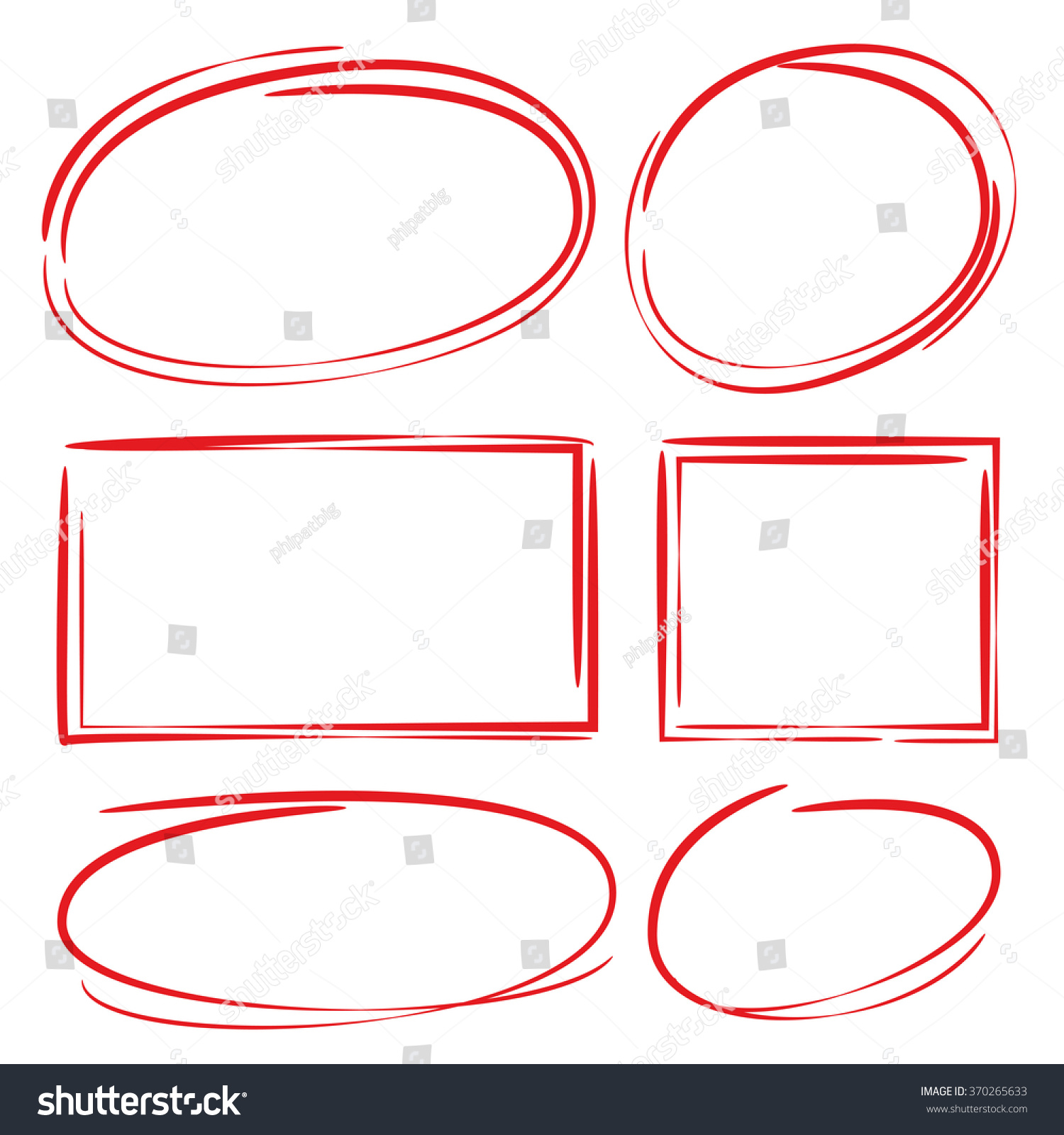 Hand Drawn Blank Circle Rectangle Frames Stock Vector (Royalty Free ...