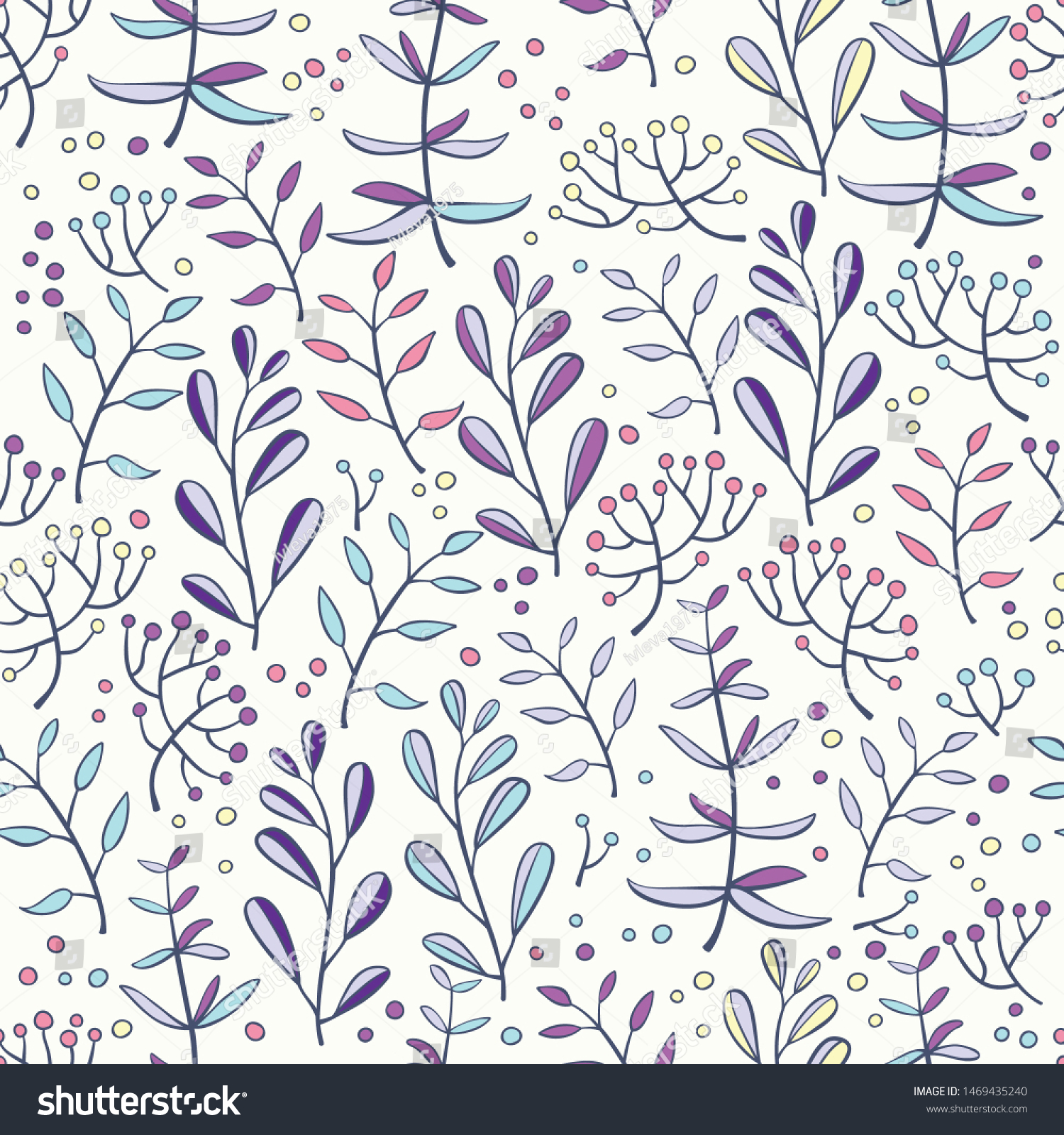 Handdrawn Branches Seamless Pattern Vector Graphics Stock Vector ...