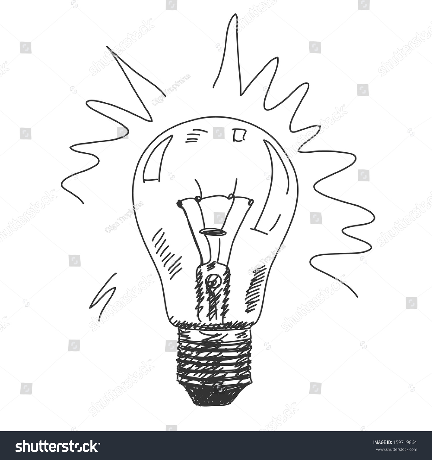 Hand Drawn Bulb Lamp Stock Vector (Royalty Free) 159719864 | Shutterstock