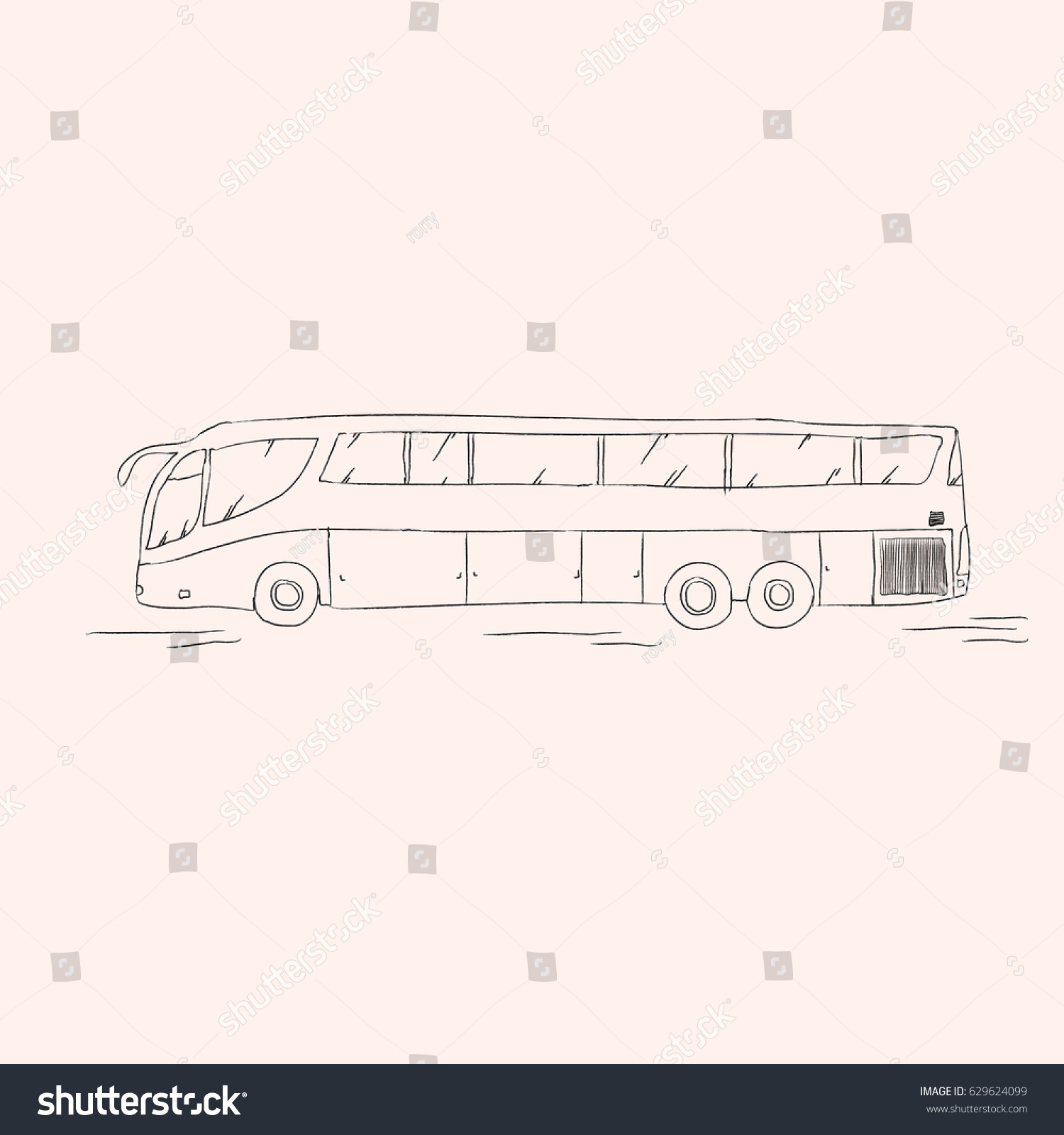 Hand Drawn Bus Stock Vector (Royalty Free) 629624099 | Shutterstock