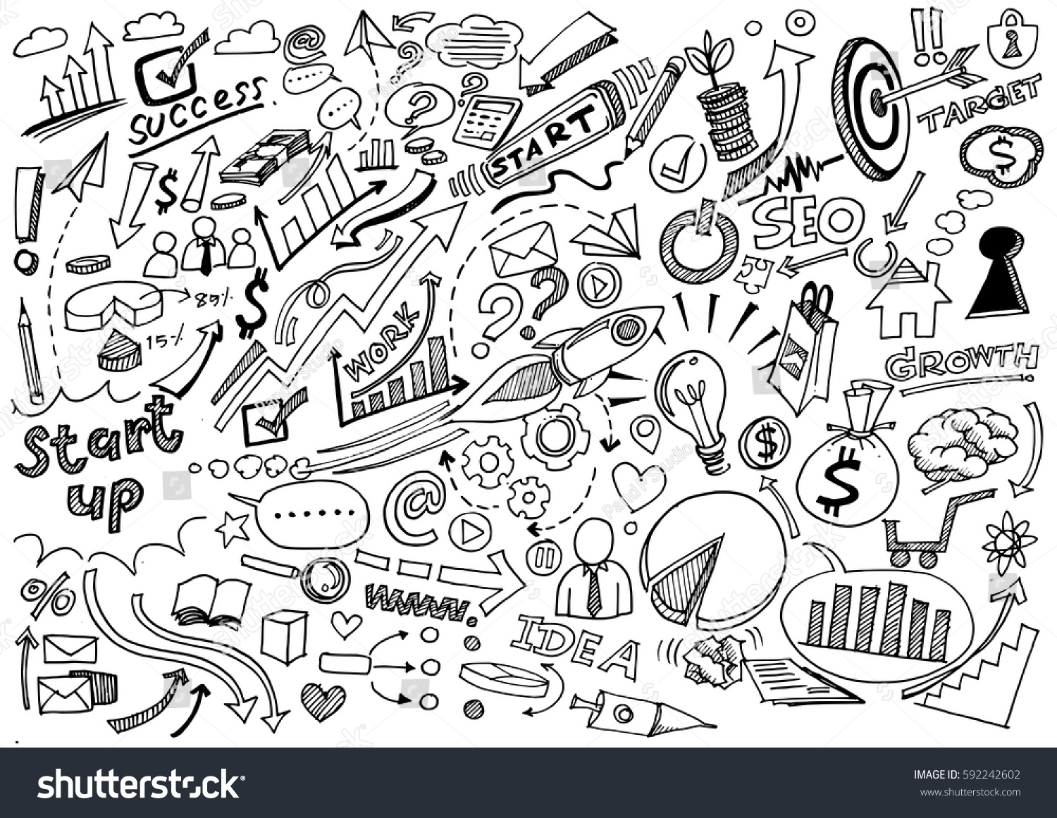 Hand Drawn Business Backgrounddoodles Vector Illustration Stock Vector ... Hand Drawn Business Backgrounddoodles Vector Illustration Stock Vector ...