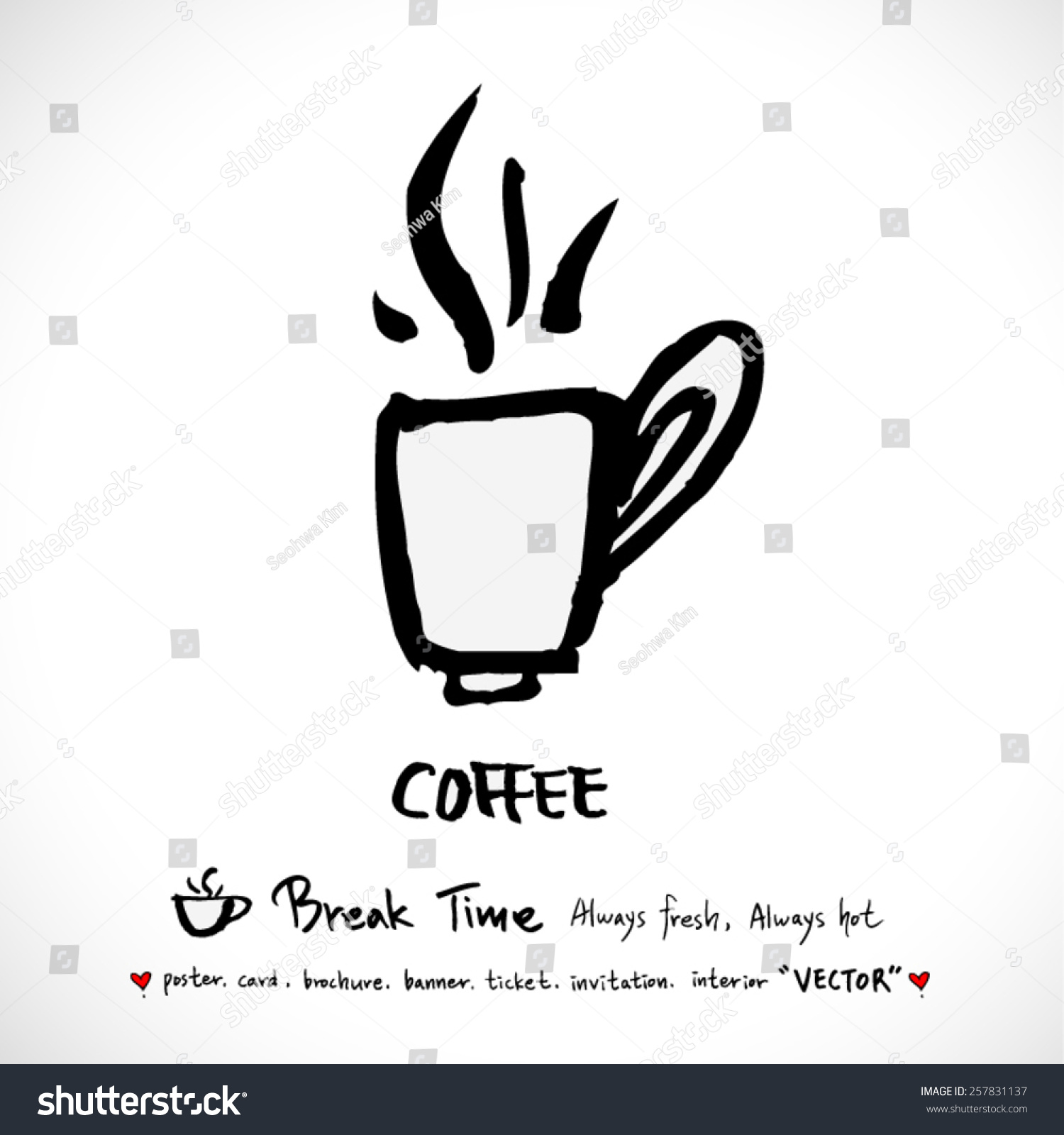 Hand Drawn Cafe Poster Illustration Vector: เวกเตอร์สต็อก (ปลอดค่า ...