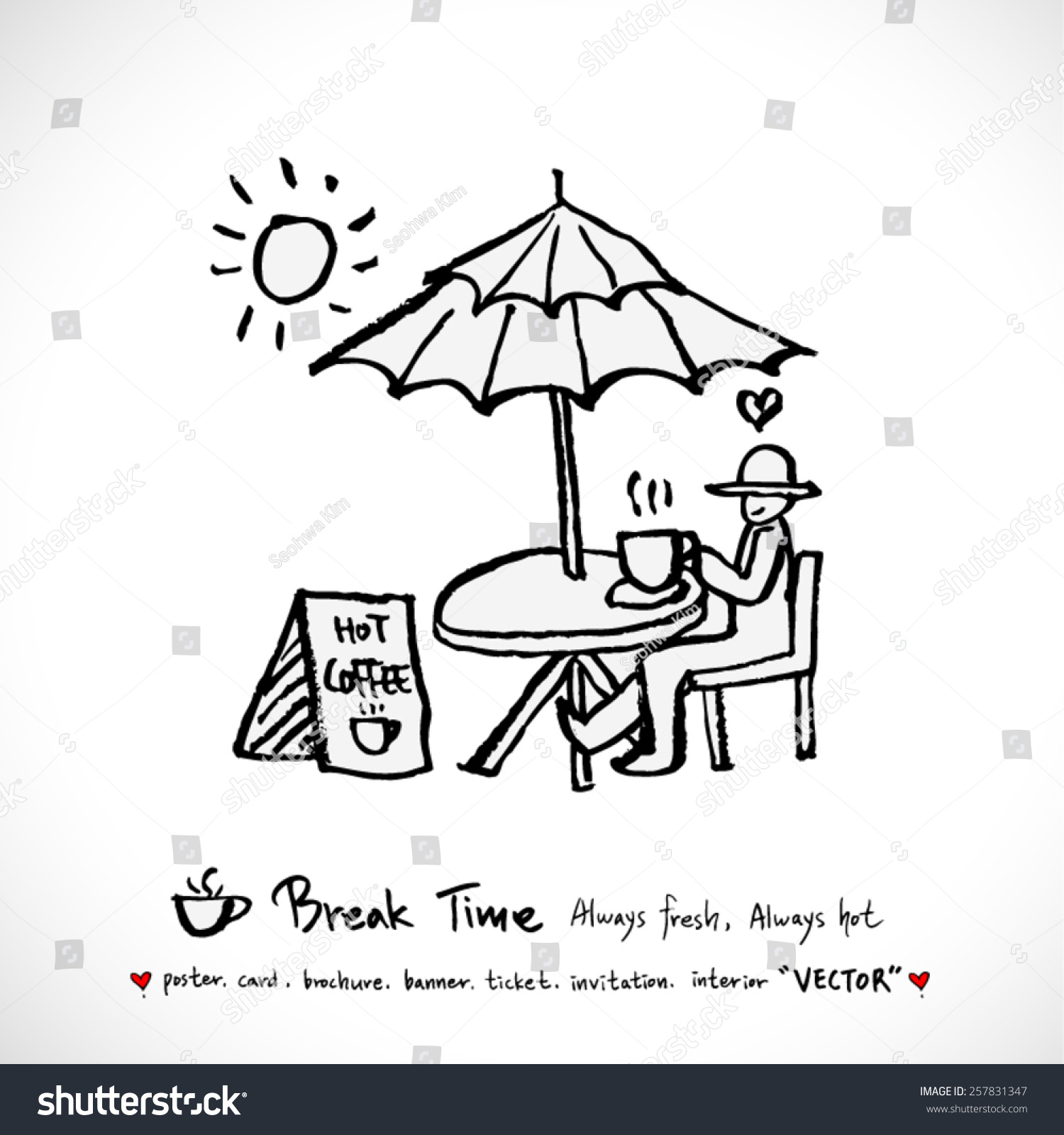 Hand Drawn Cafe Poster Illustration Vector Stock Vector (Royalty Free ...