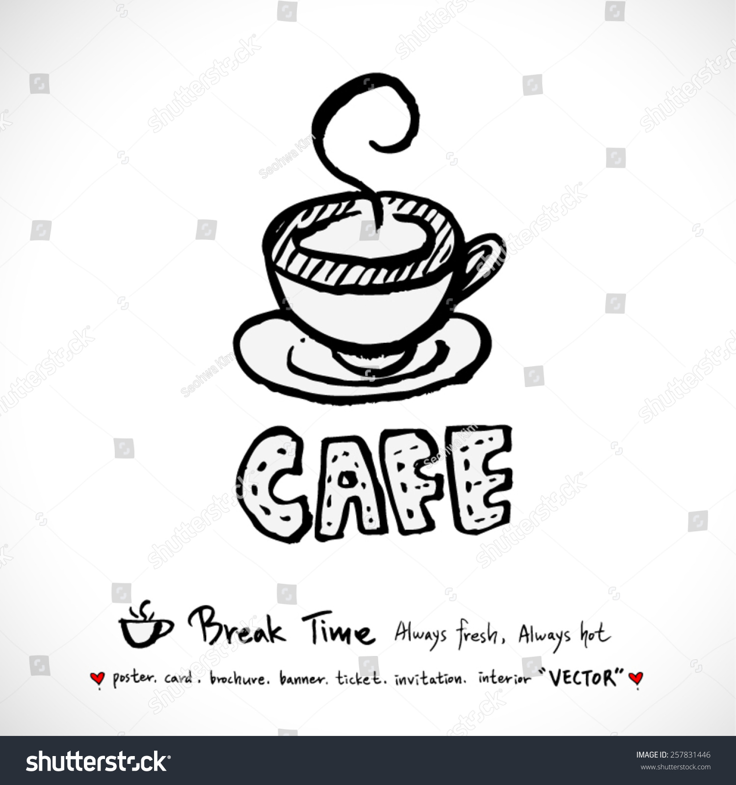 Hand Drawn Cafe Poster Illustration Vector Stock Vector (Royalty Free ...