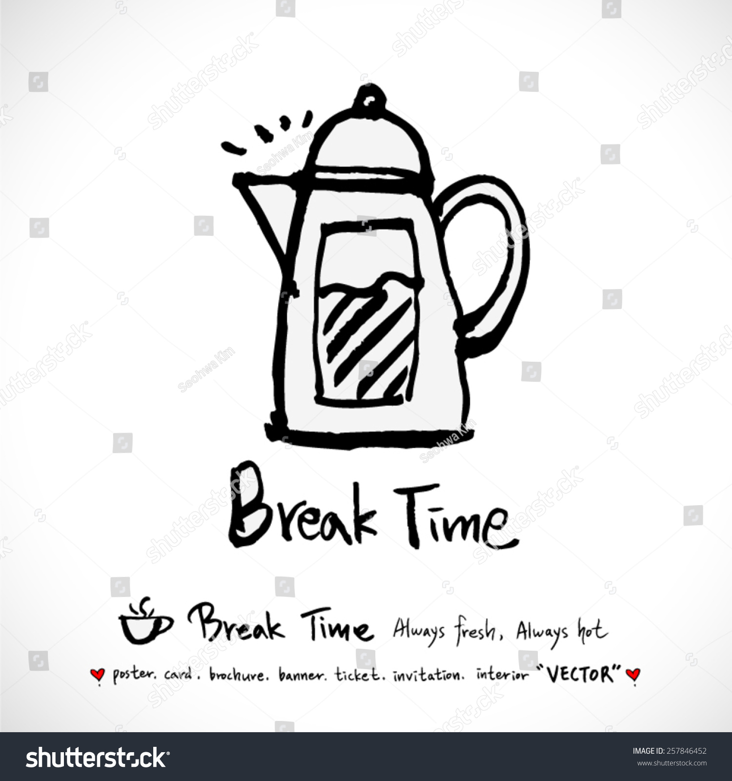 Hand Drawn Cafe Poster Illustration Vector Stock Vector (Royalty Free ...
