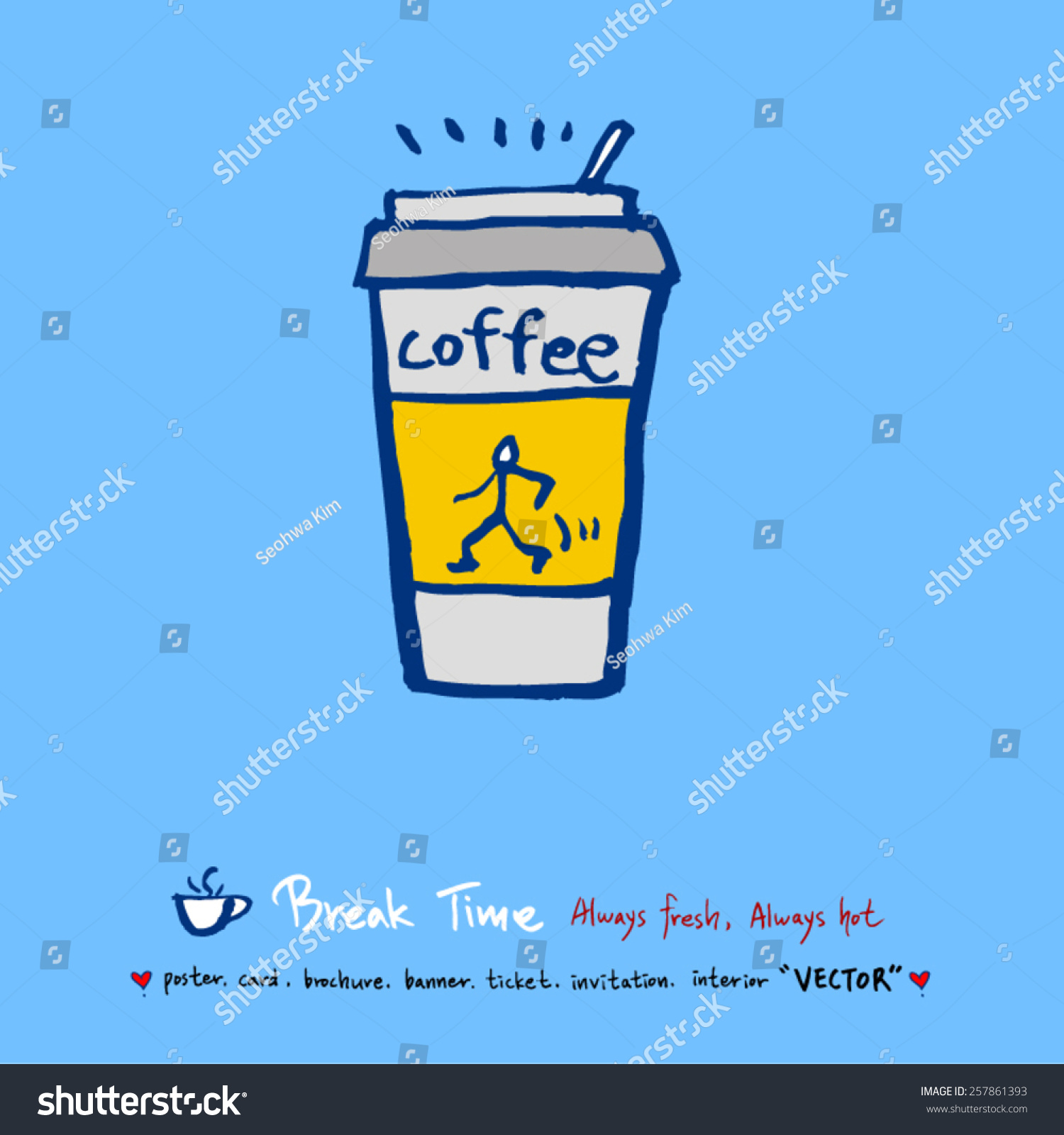 Hand Drawn Cafe Poster Illustration Vector Stock Vector (Royalty Free ...