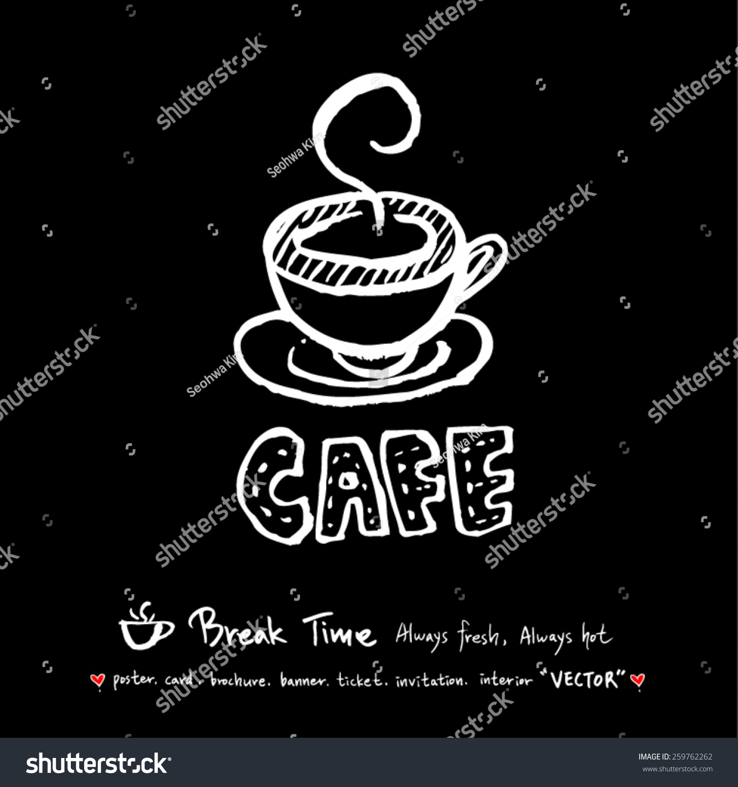 Hand Drawn Cafe Poster Illustration Vector Stock Vector (Royalty Free ...