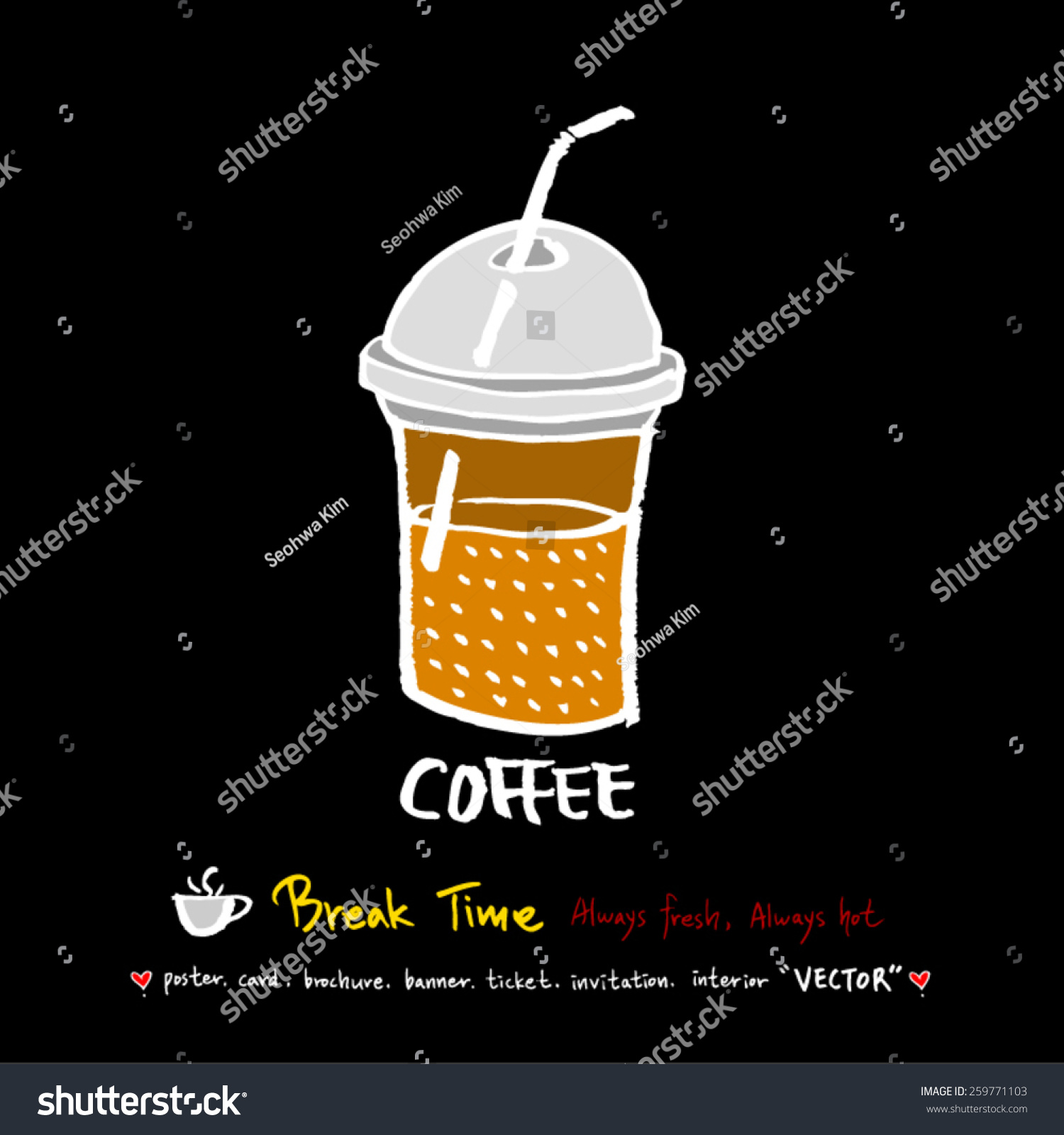 Hand Drawn Cafe Poster Illustration Vector Stock Vector (Royalty Free ...