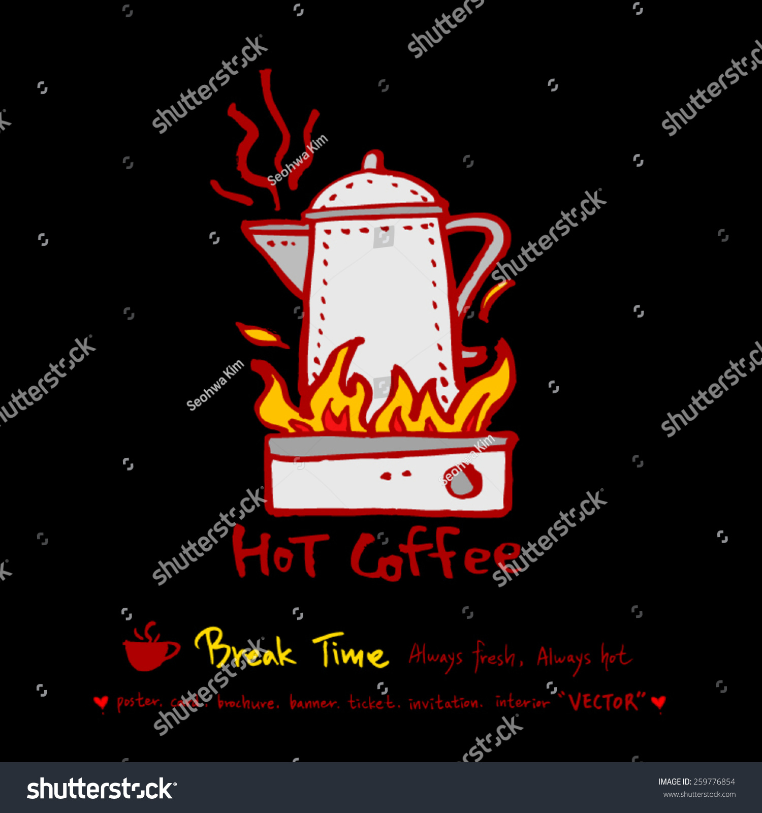 Hand Drawn Cafe Poster Illustration Vector Stock Vector (Royalty Free ...