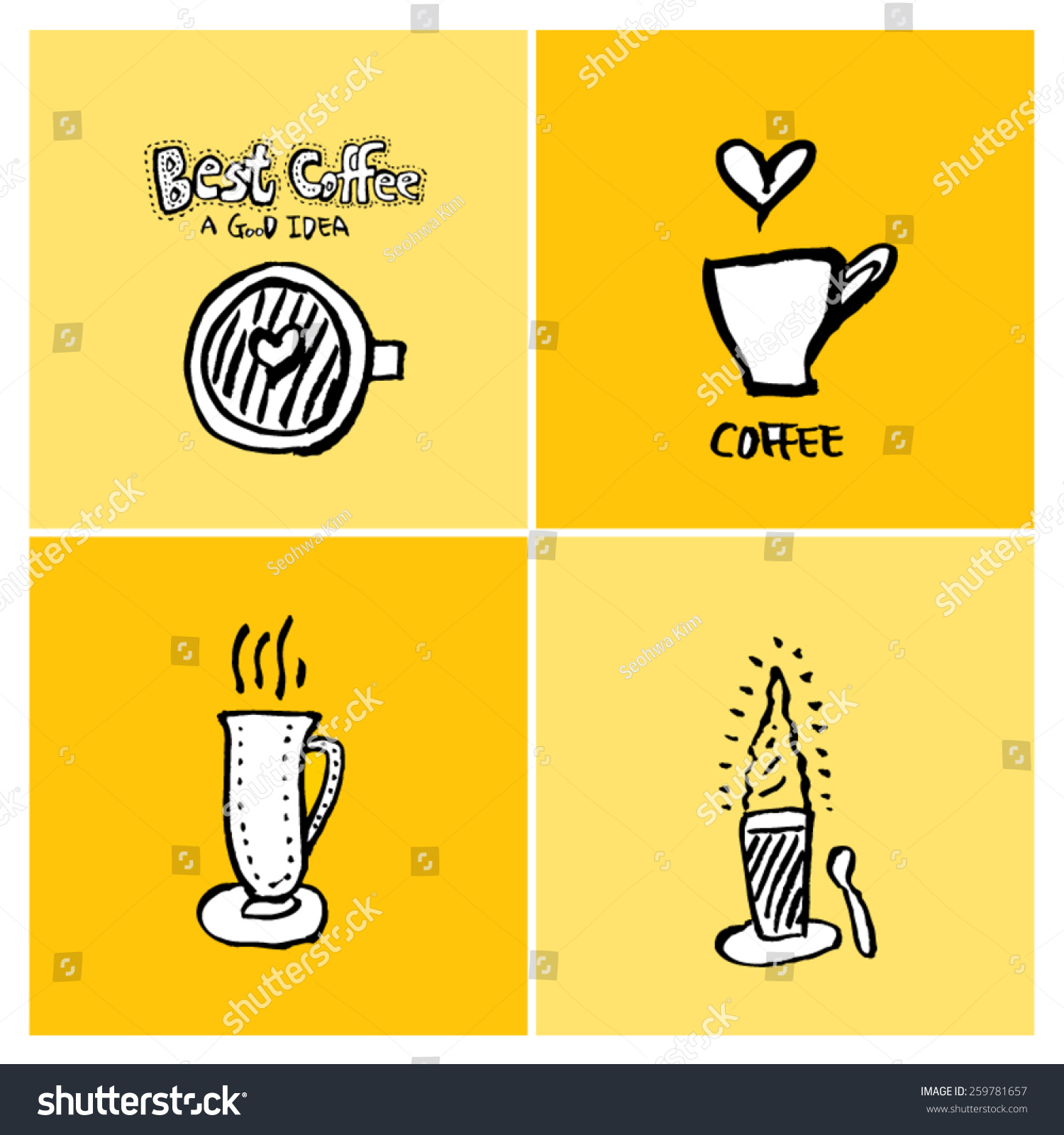 Hand Drawn Cafe Poster Illustration Vector Stock Vector (Royalty Free ...