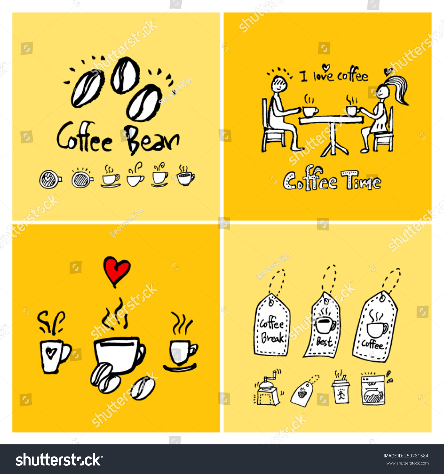 Hand Drawn Cafe Poster Illustration Vector: vetor stock (livre de ...
