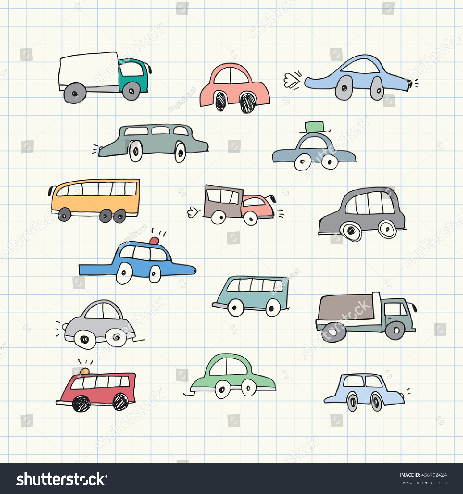 Hand Drawn Car Doodles Vector Illustration Stock Vector (Royalty Free ...