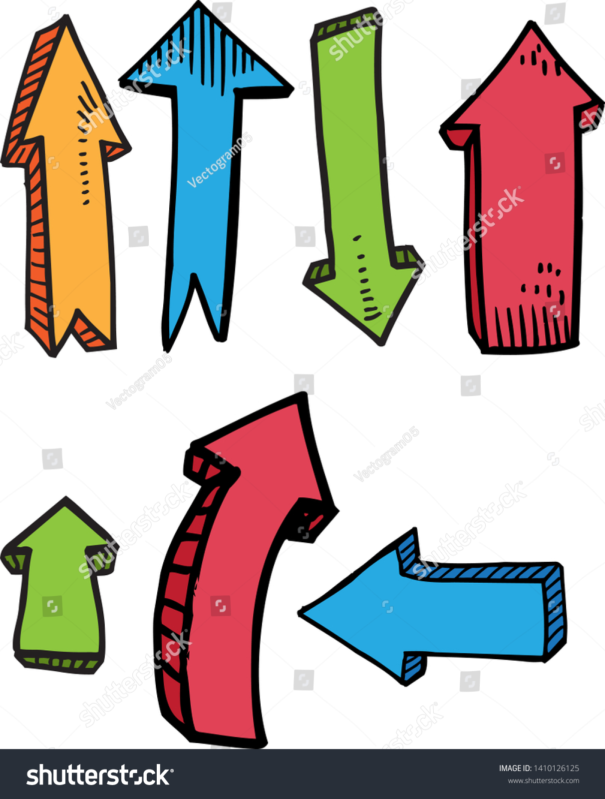 Hand Drawn Cartoon Arrows Vector Illustration Stock Vector (Royalty ...