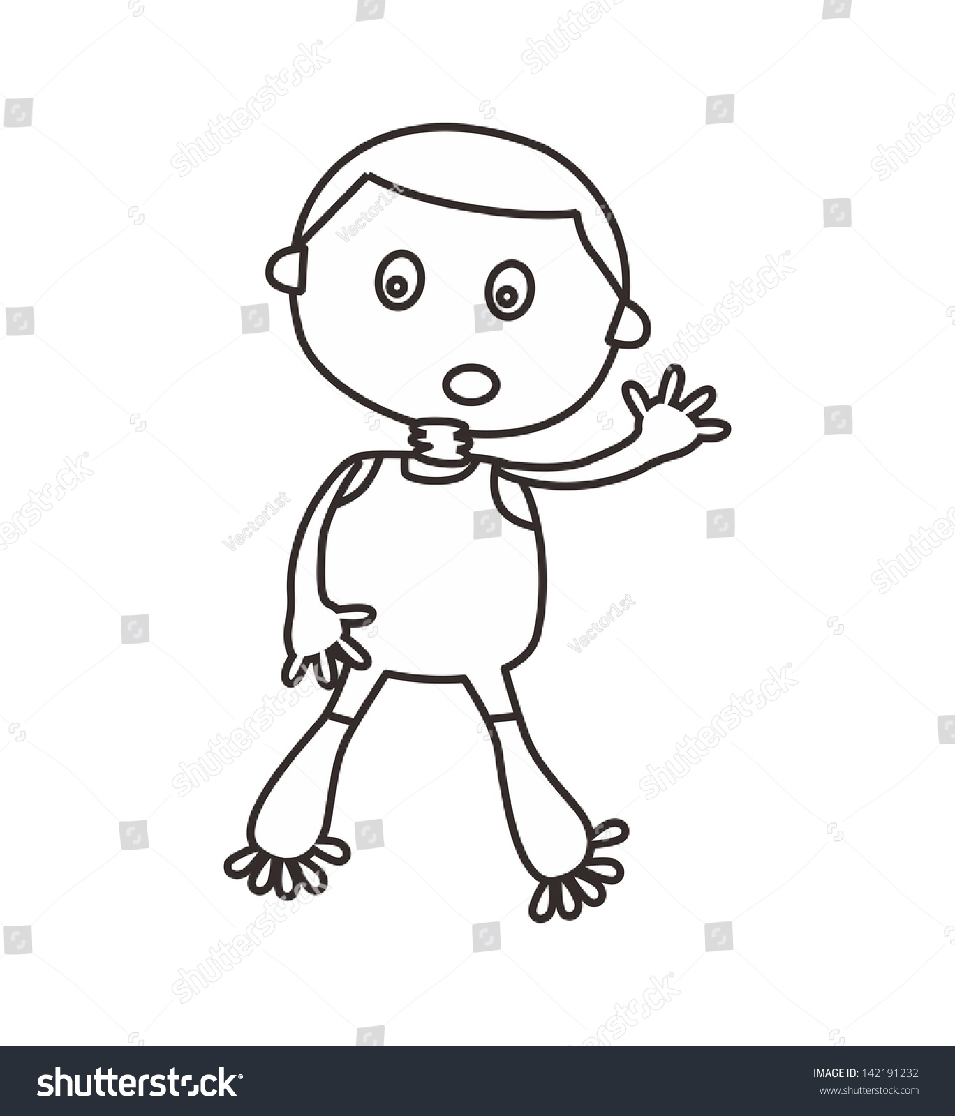 Hand Drawn Cartoon Boy Wave 스톡 벡터(로열티 프리) 142191232 | Shutterstock
