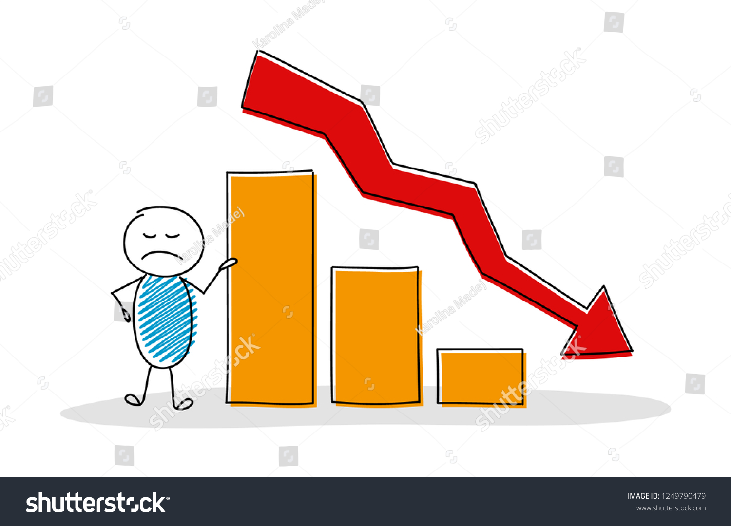 Hand Drawn Cartoon Character Column Graph Stock Vector (Royalty Free ...
