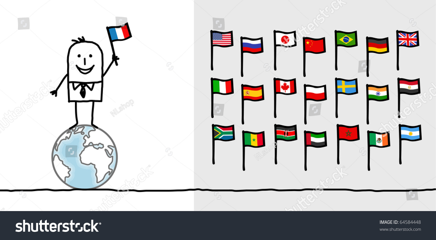 Hand Drawn Cartoon Characters Man World 库存矢量图（免版税）64584448 | Shutterstock