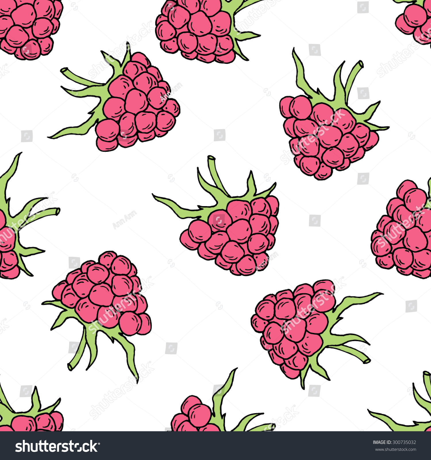Hand Drawn Cartoon Style Raspberry Vector: vector de stock (libre de ...