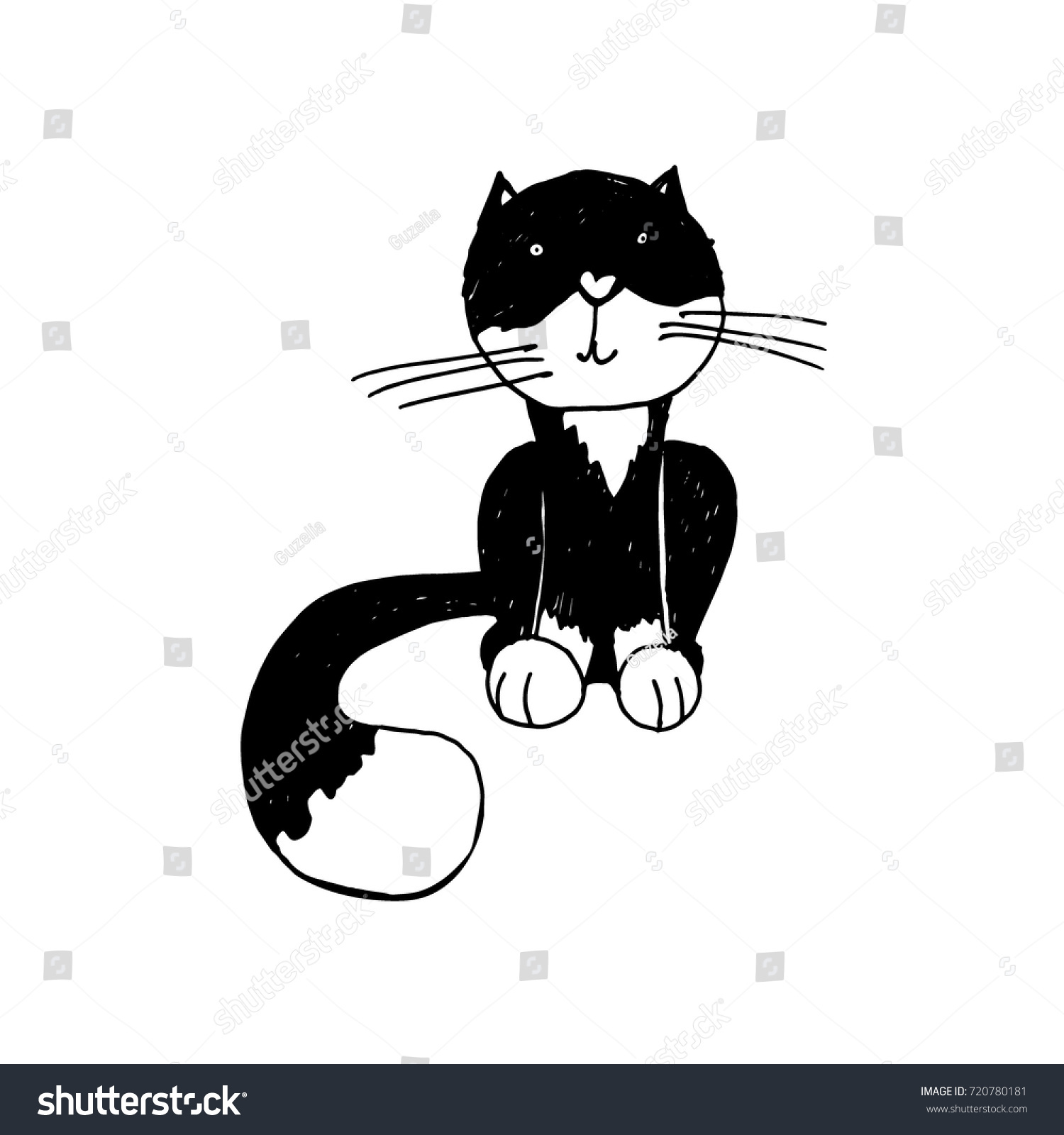 Hand Drawn Cat Vector Illustration Stock Vector (Royalty Free) 720780181