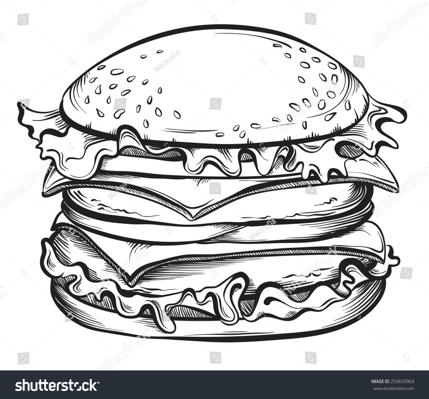Hand Drawn Cheeseburger Hamburger Sketch Vector Stock Vector (Royalty ... Hand Drawn Cheeseburger Hamburger Sketch Vector Stock Vector (Royalty ...