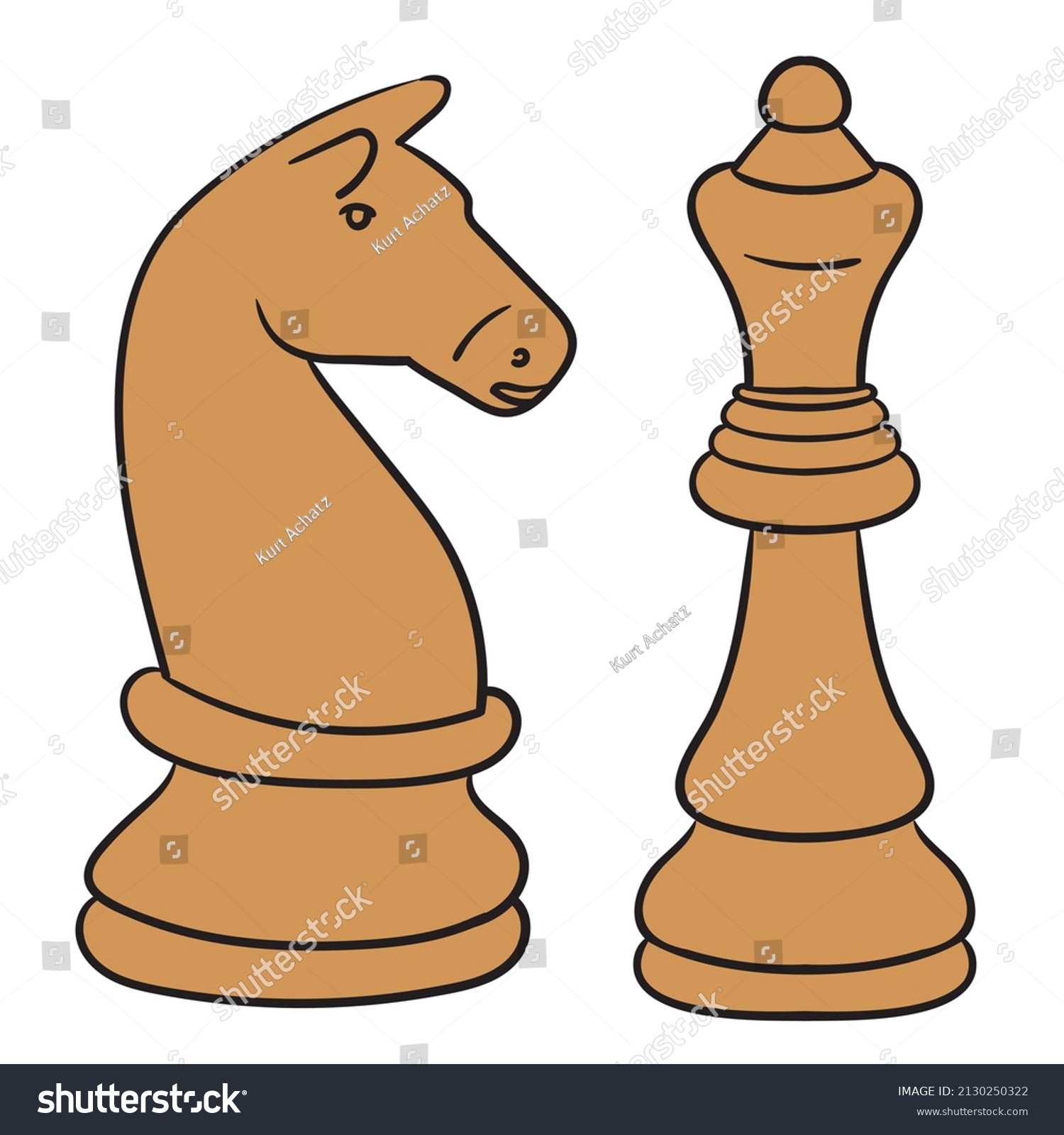 Hand Drawn Chess Pieces Comic Outline Stock Vector (Royalty Free ...