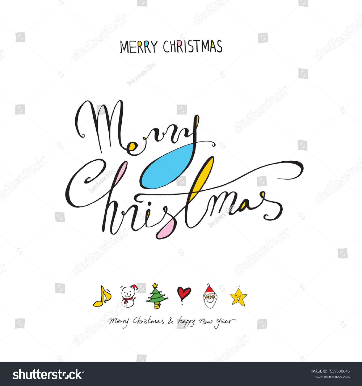 Hand Drawn Christmas Poster Vector Stock Vector (Royalty Free) 1539338846 Hand Drawn Christmas Poster Vector Stock Vector (Royalty Free) 1539338846