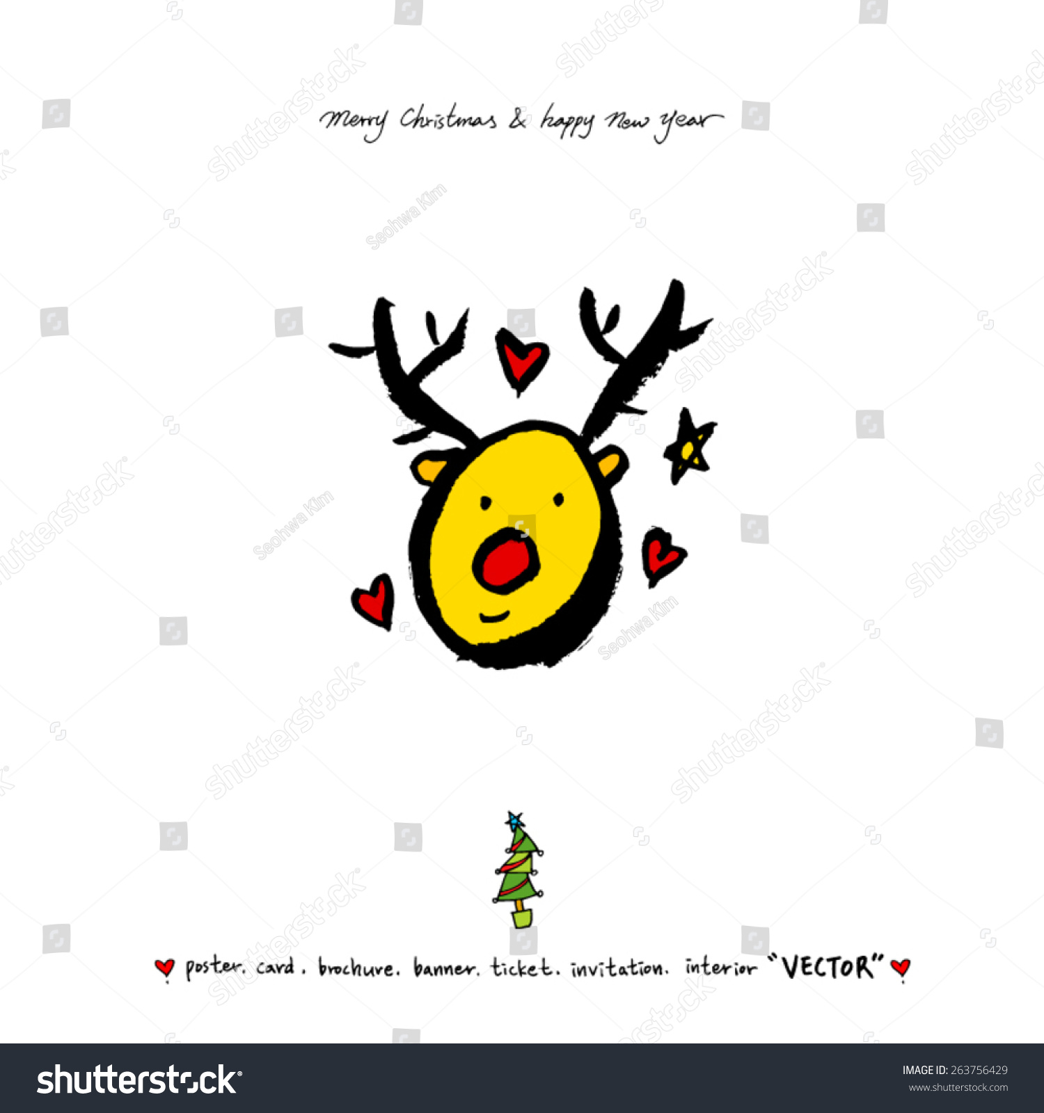 Hand Drawn Christmas Poster Vector Stock Vector (Royalty Free ... Hand Drawn Christmas Poster Vector Stock Vector (Royalty Free ...