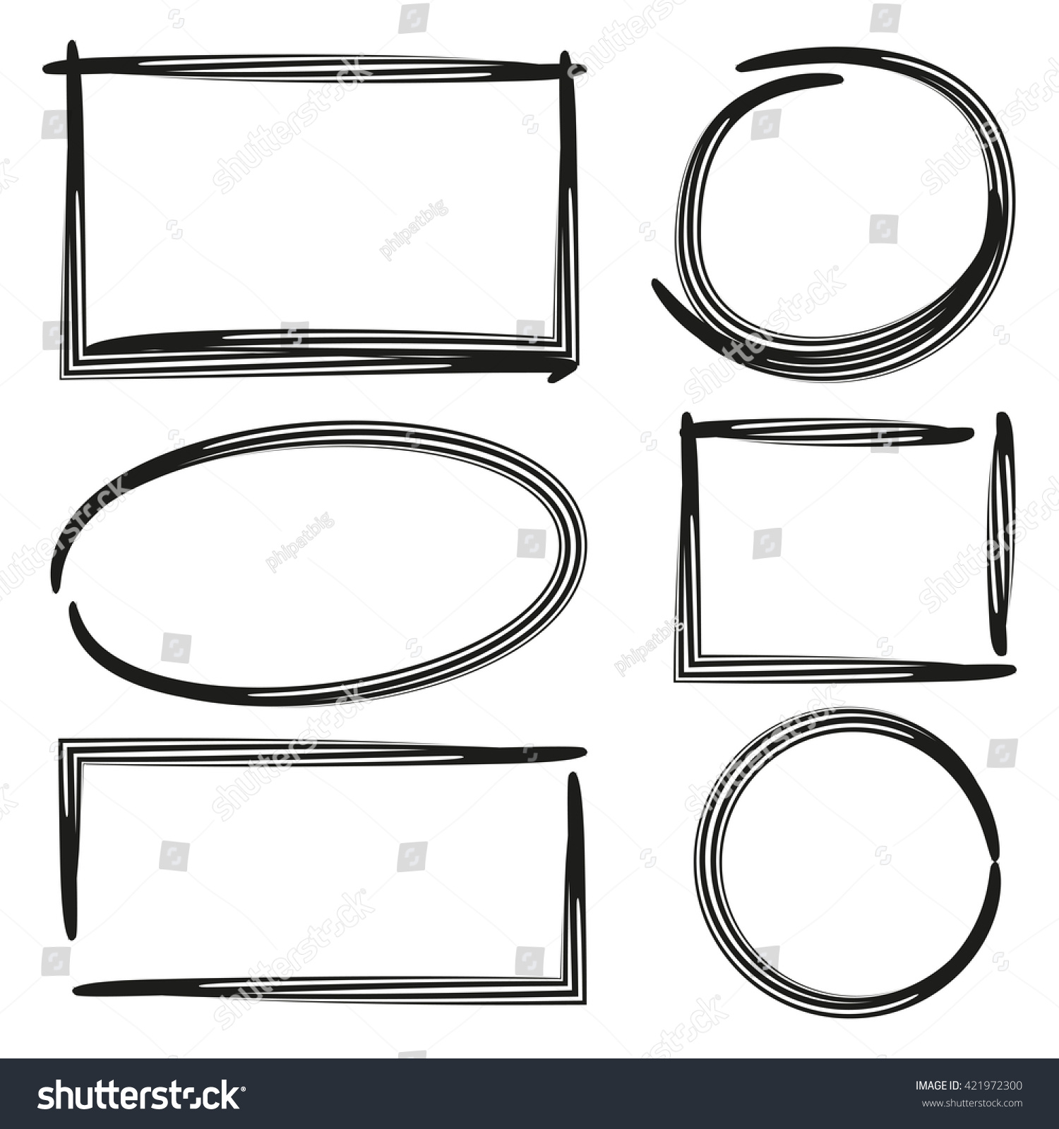 Hand Drawn Circle Rectangle Frames Highlighters Stock Vector (Royalty ...