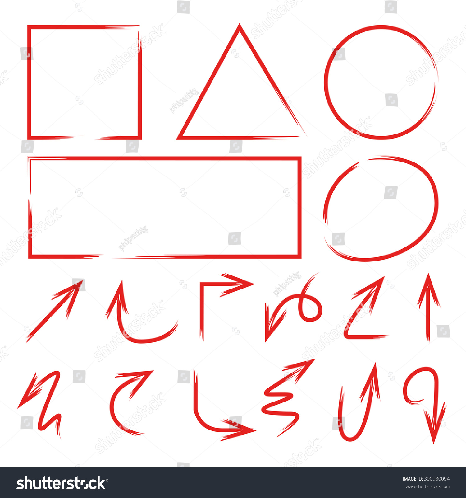 Hand Drawn Circle Rectangle Shapes Arrows Stock Vector (Royalty Free ...