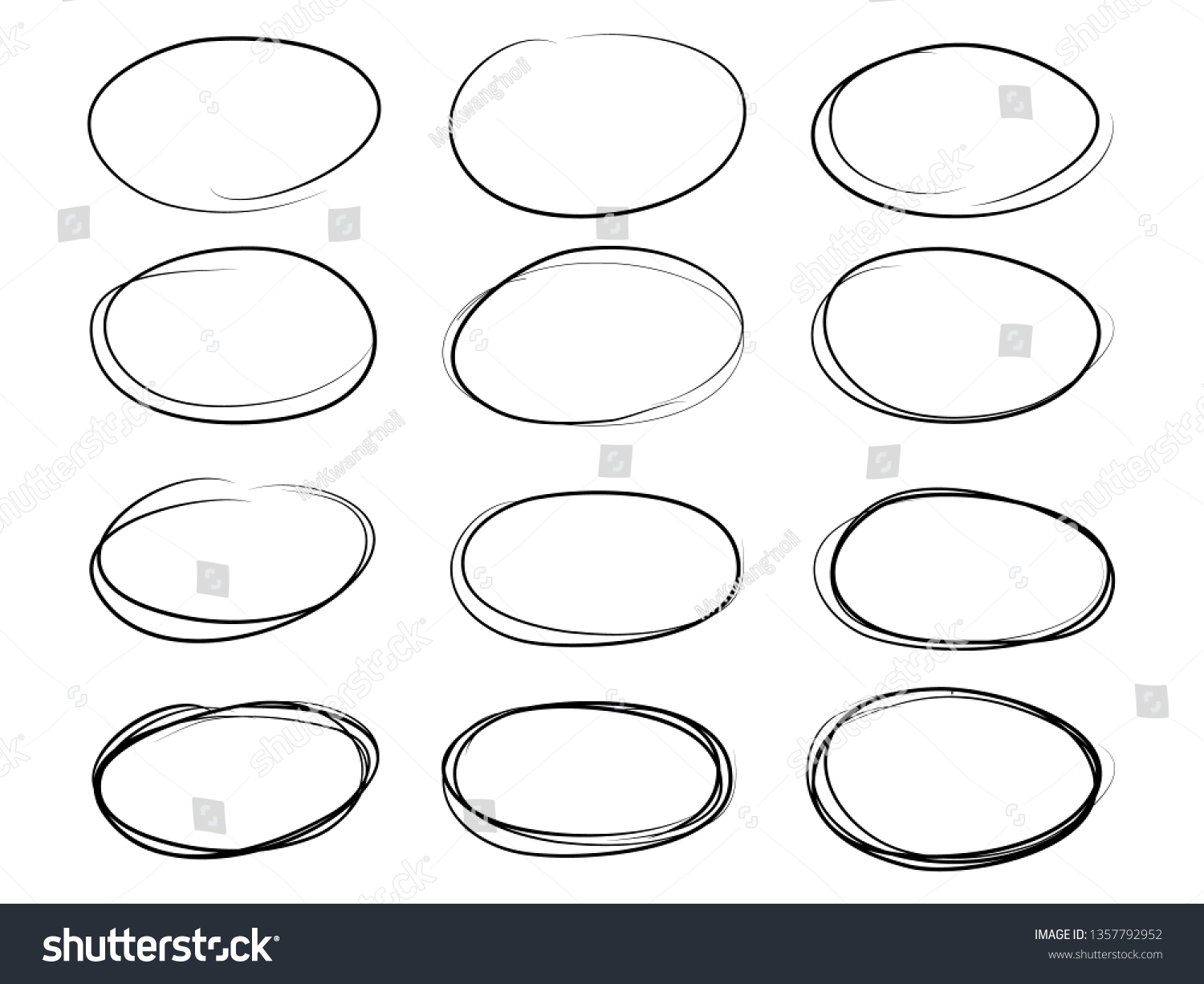 Hand Drawn Circle Line Sketch Set Stock Vector (Royalty Free) 1357792952