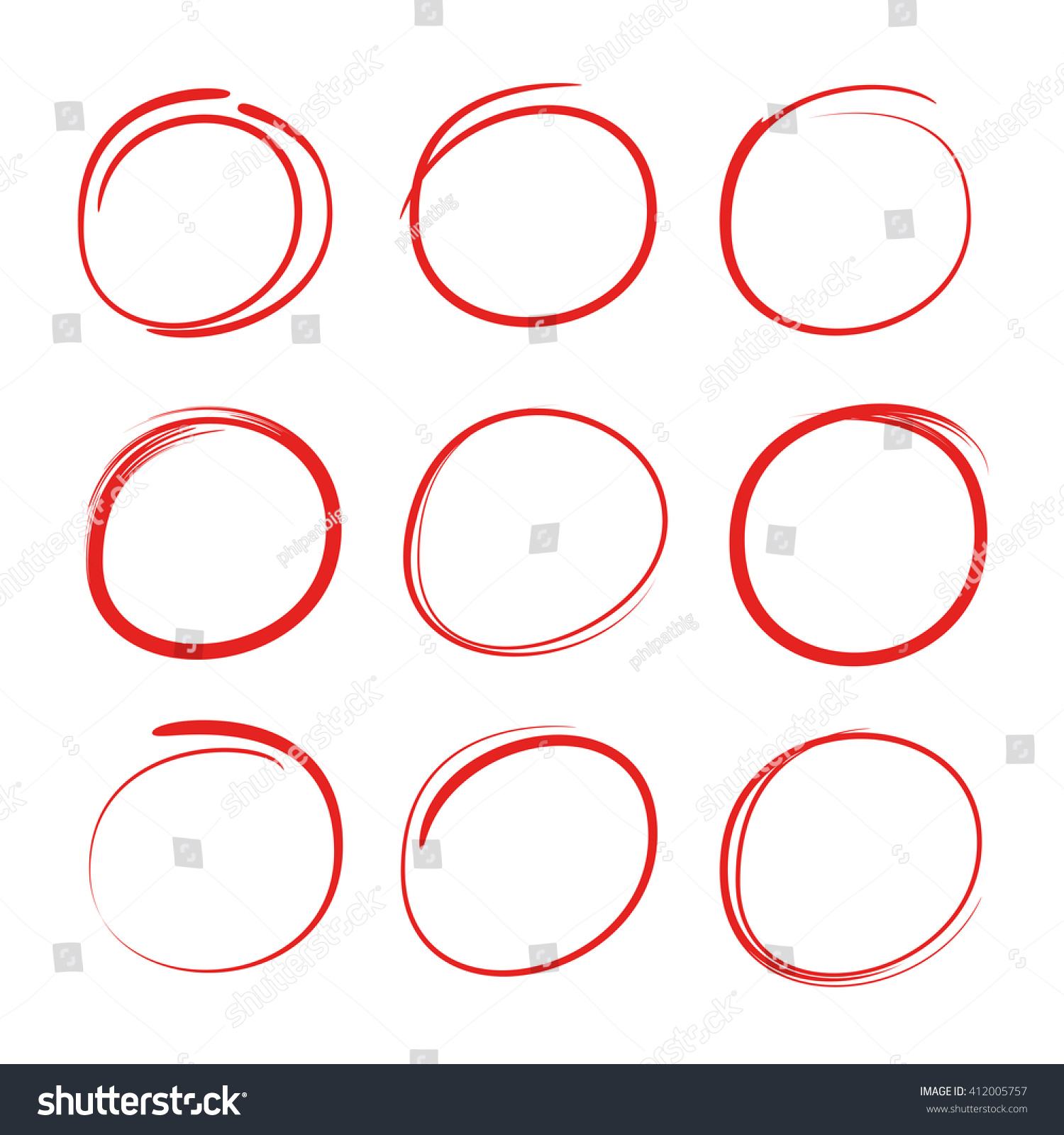 Hand Drawn Circles Scribble Circle Markers Stock-vektorgrafik 412005757 ...