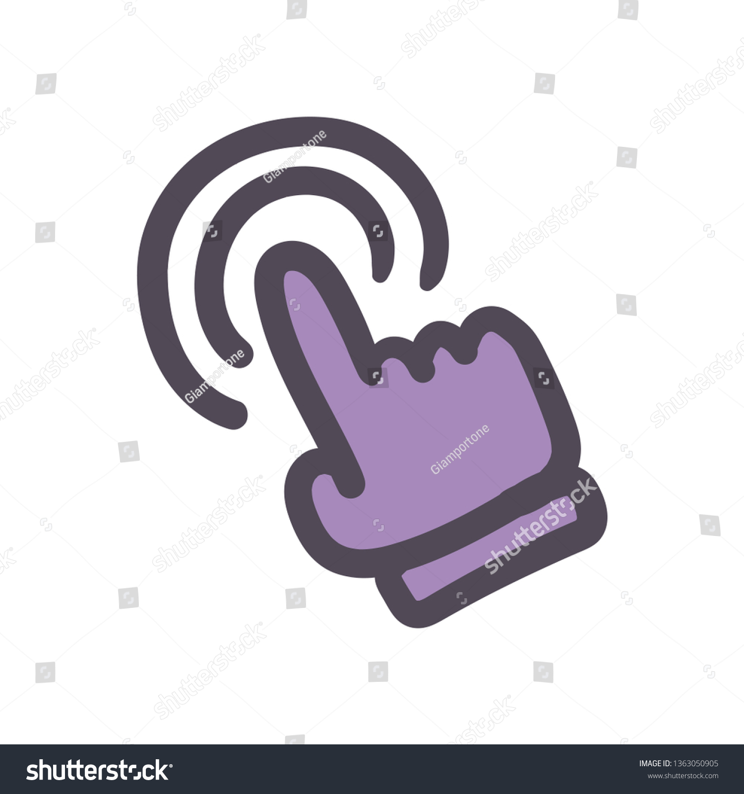Hand Drawn Clicking Icon Pointer Click Stock Vector (Royalty Free ...