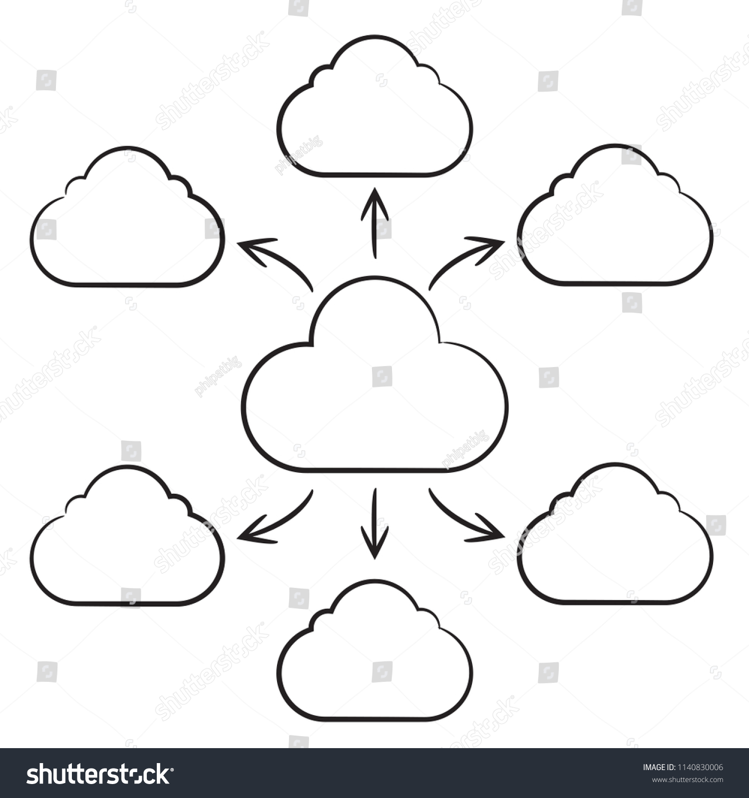 Hand Drawn Cloud Mind Mapping Diagram: vector de stock (libre de regalías) 1140830006 | Shutterstock
