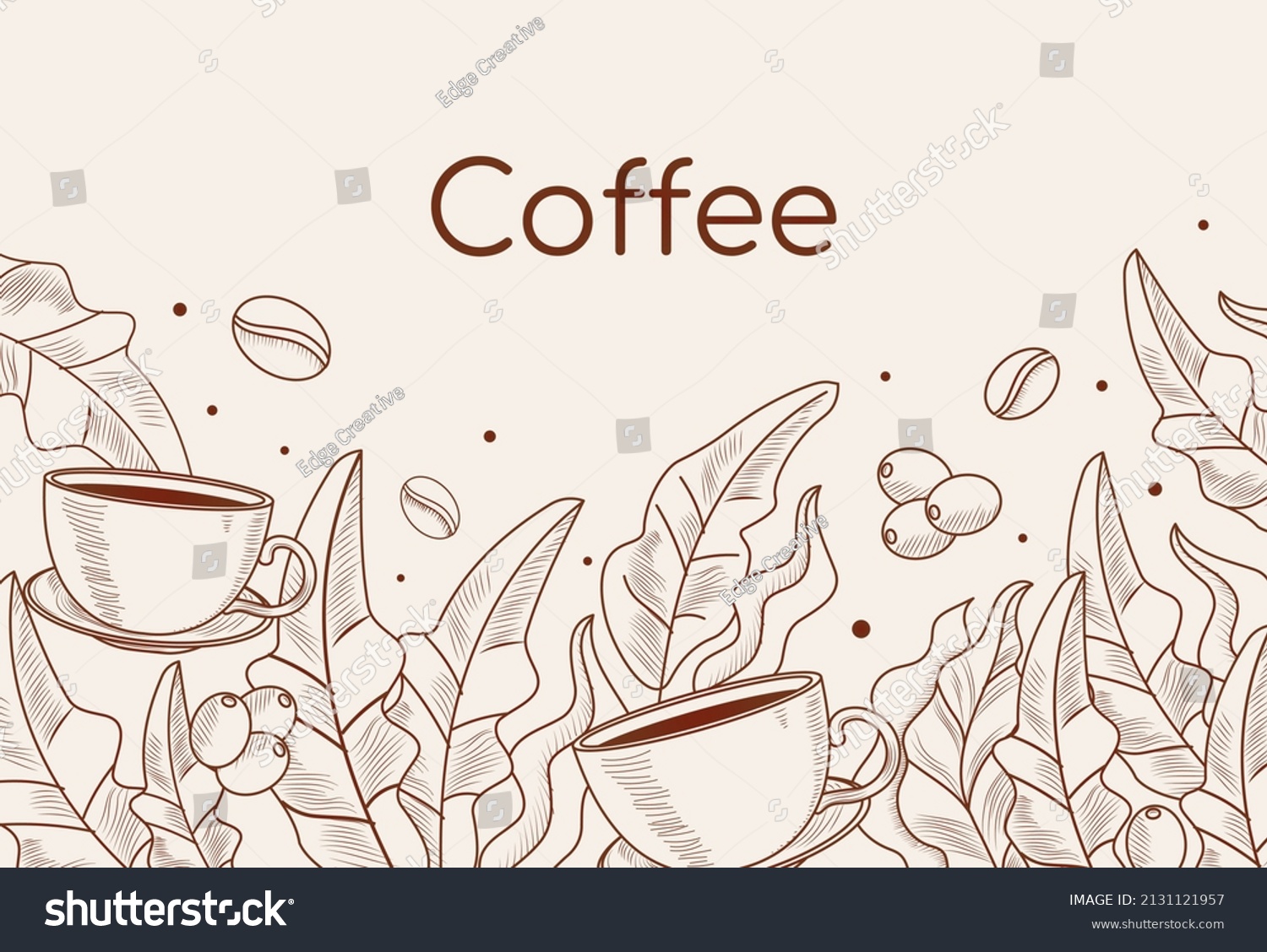 Hand Drawn Coffee Background Poster Coffee Stock Vector Royalty Free 2131121957 Shutterstock