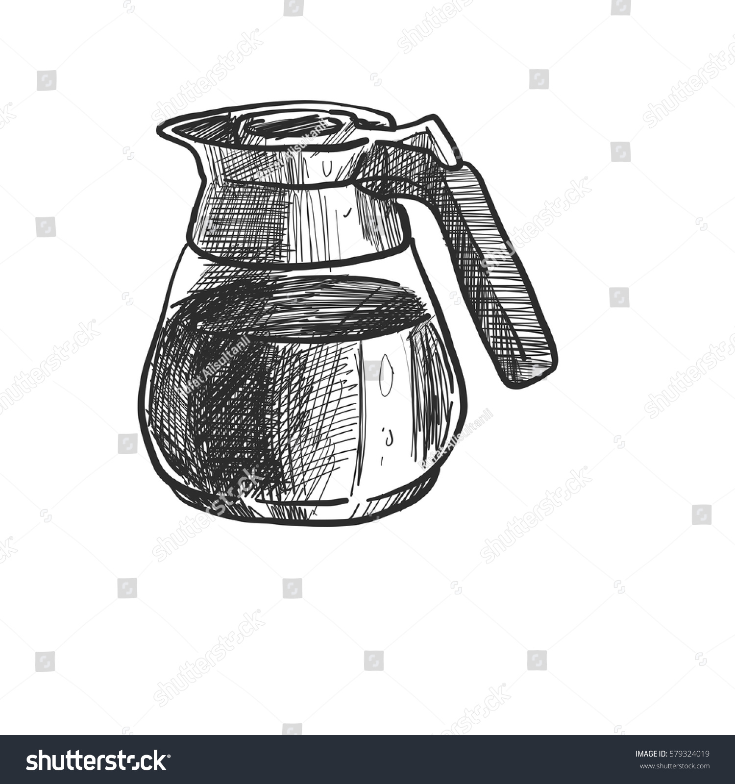 Hand Drawn Coffee Machine Vector Illustration Stock Vector (Royalty ...