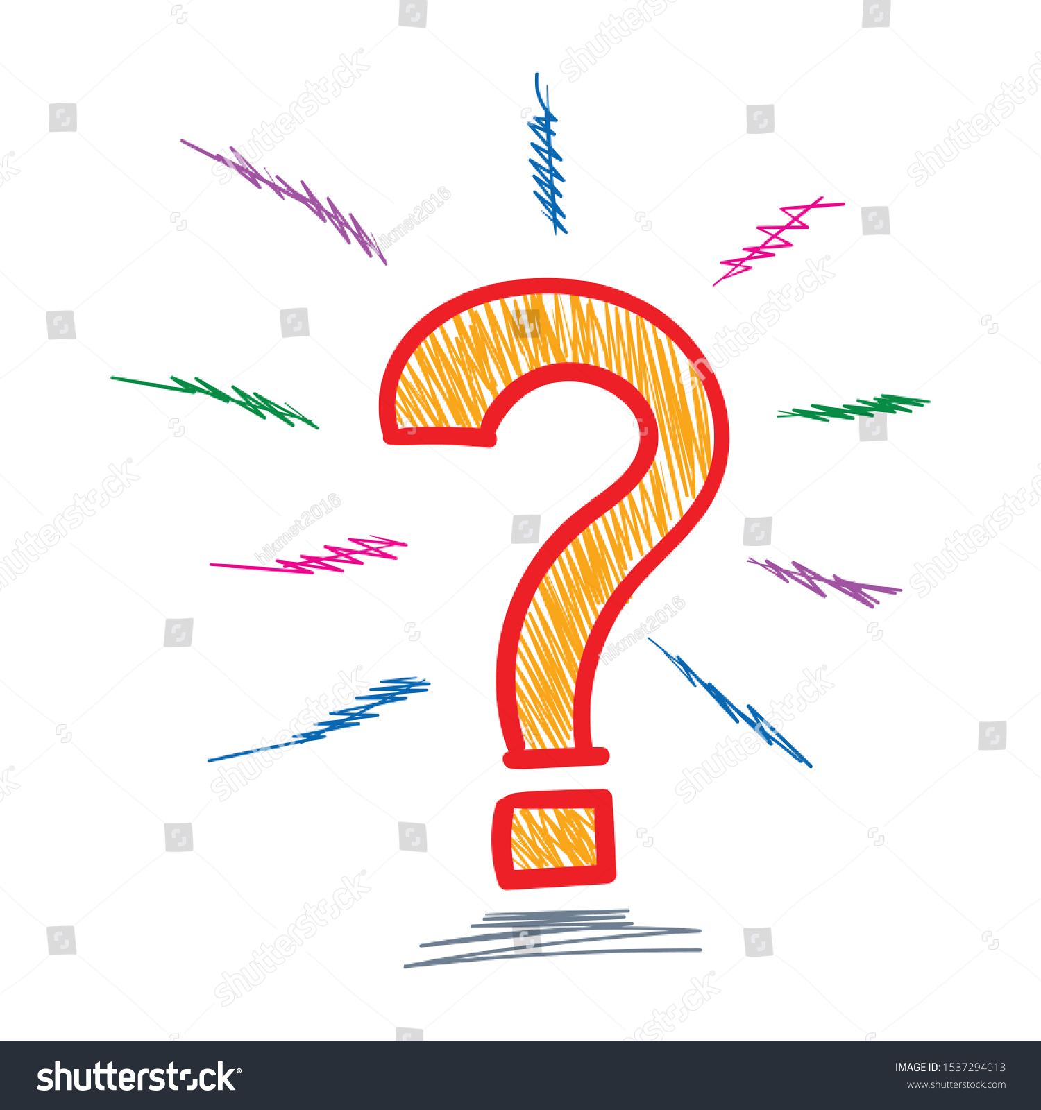 Hand Drawn Colorful Question Mark Scribble Stock Vector (Royalty Free ...