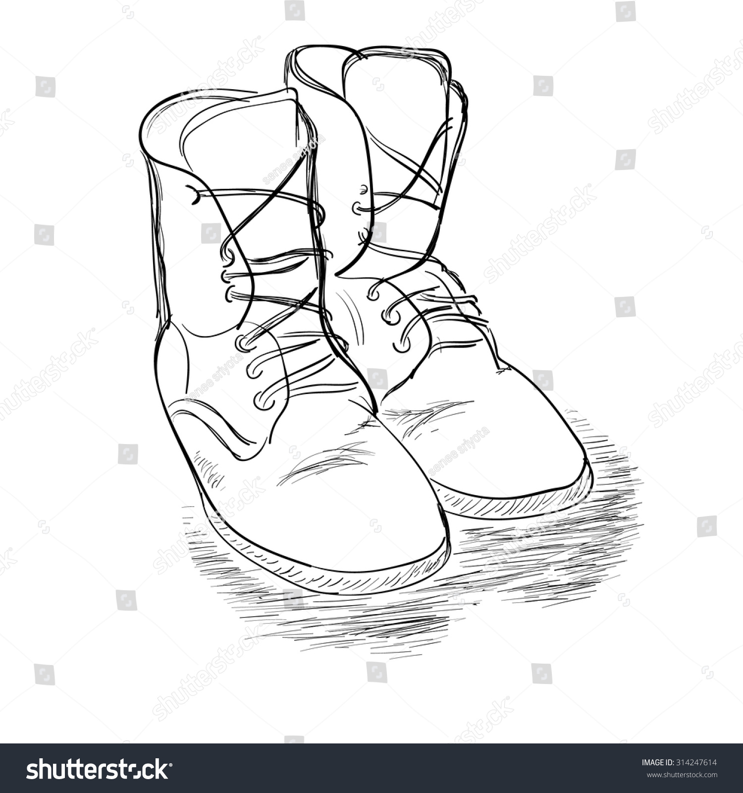 Hand Drawn Combat Boots Stock Vector (Royalty Free) 314247614